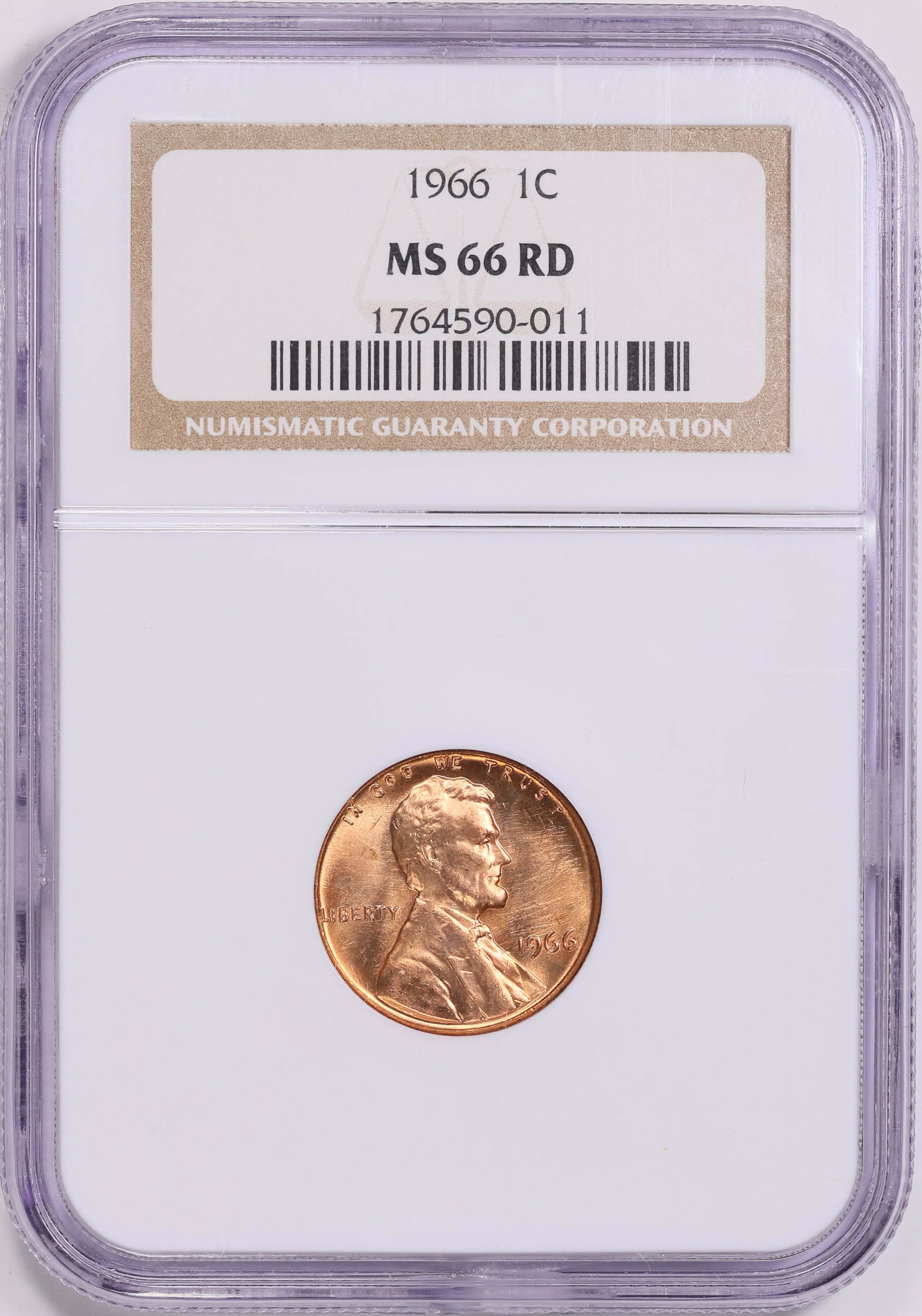 1966 Lincoln Cent NGC MS-66 RD (Item 1340293) | GreatCollections Coin Auctions