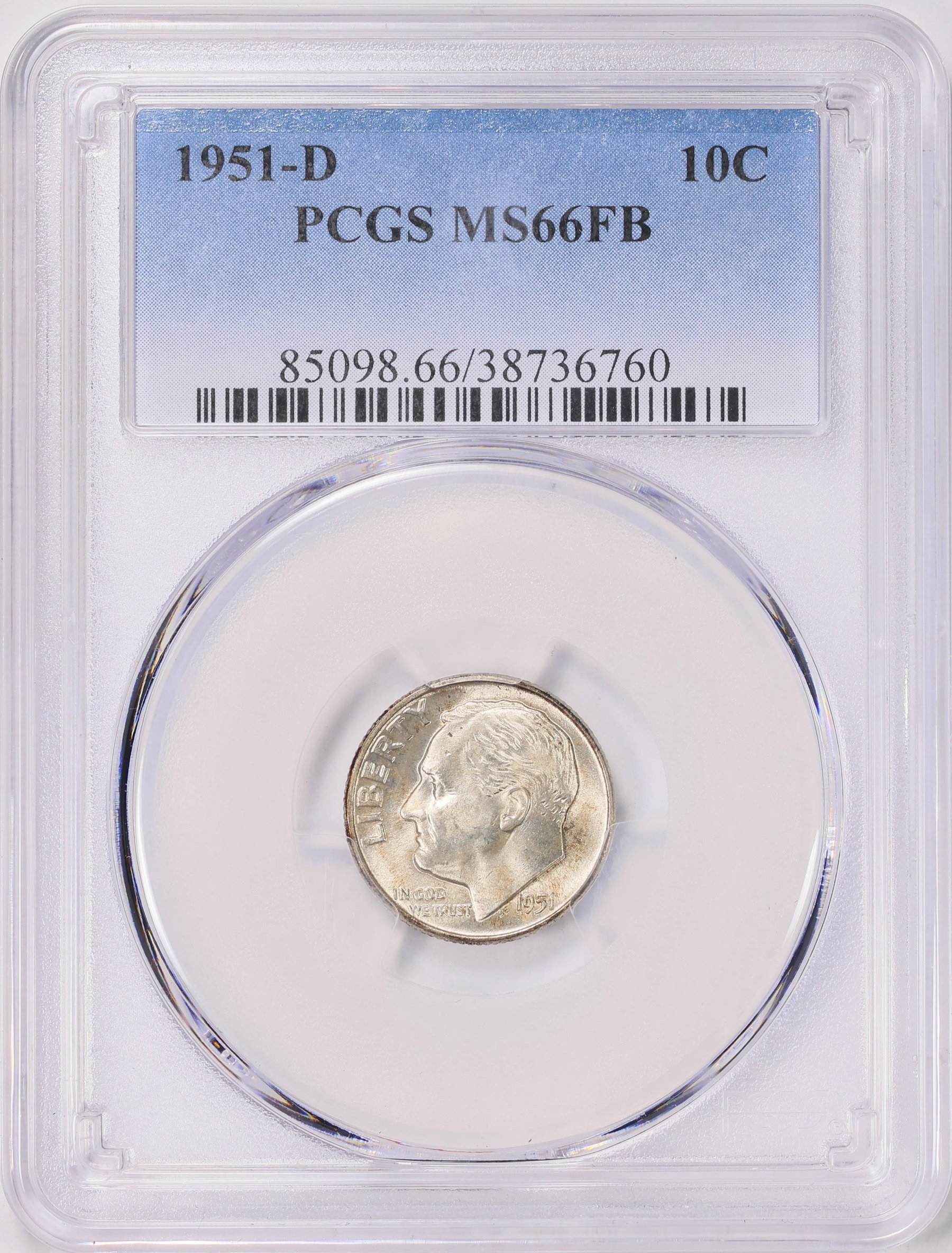 1951-D Roosevelt Dime PCGS MS-66 FB (Item 1340336) | GreatCollections Coin Auctions