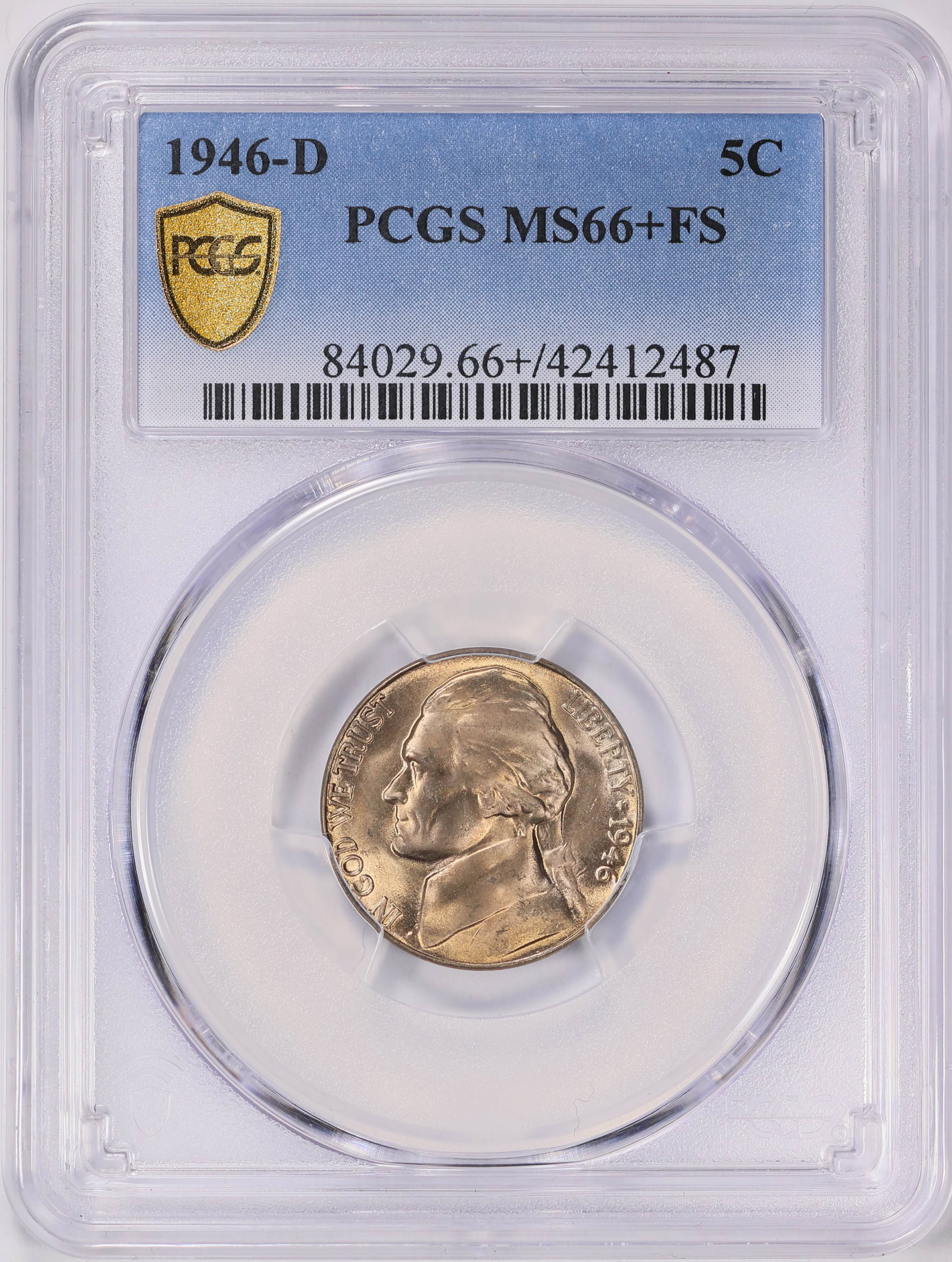 1946-D Jefferson Nickel PCGS MS-66+ FS (Item 1340361) | GreatCollections Coin Auctions