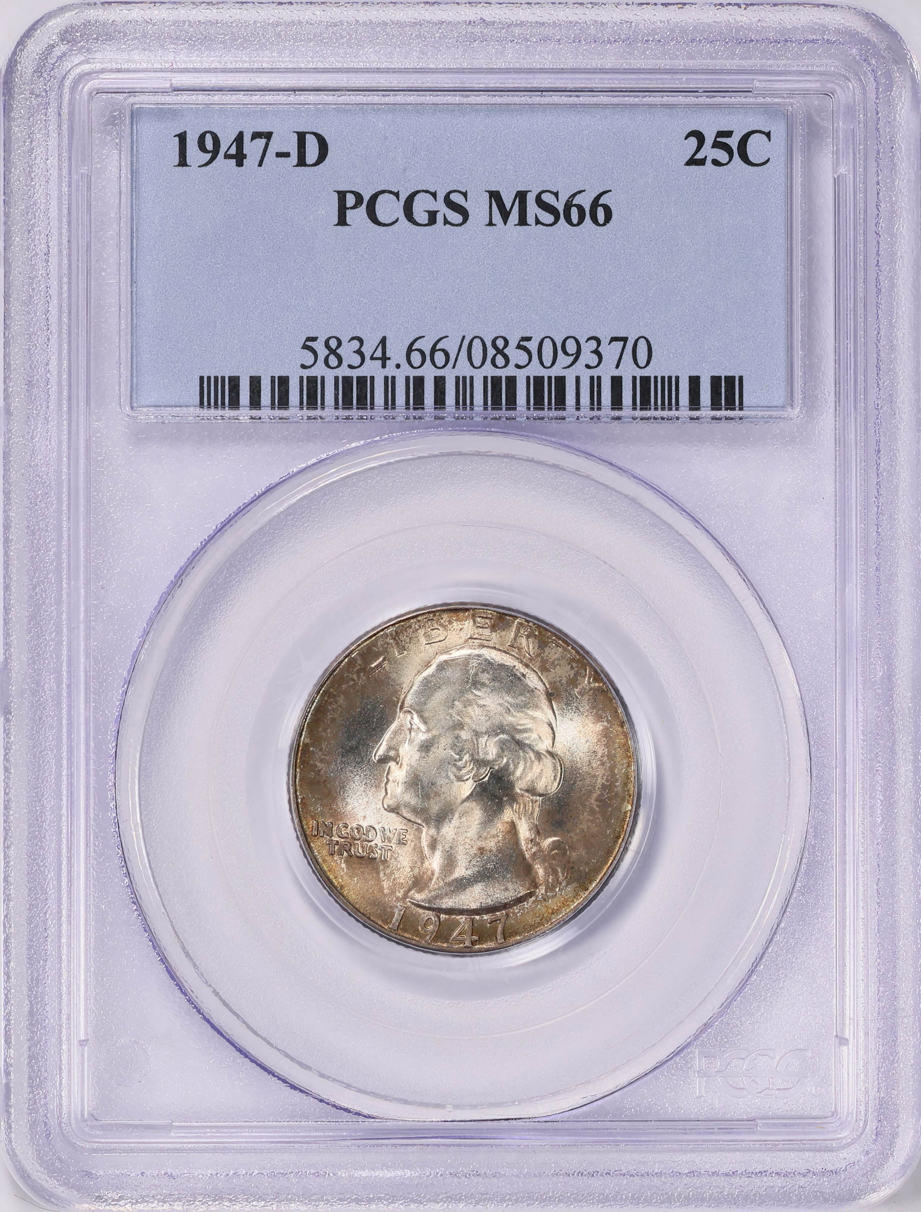 1947-D Washington Quarter PCGS MS-66 (Toned) (Item 1340371) | GreatCollections Coin Auctions