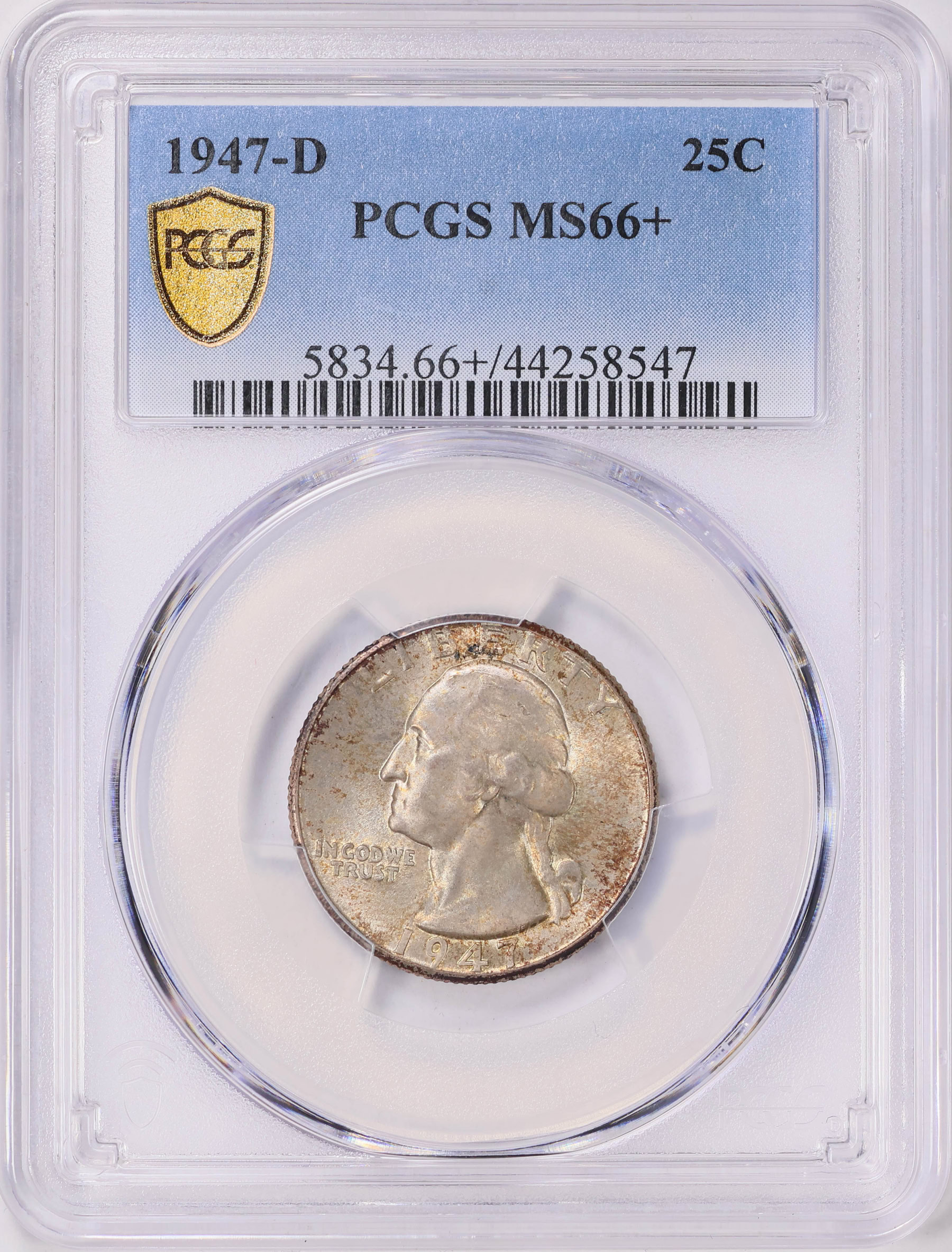 1947-D Washington Quarter PCGS MS-66+ (Toned) (Item 1340373) | GreatCollections Coin Auctions