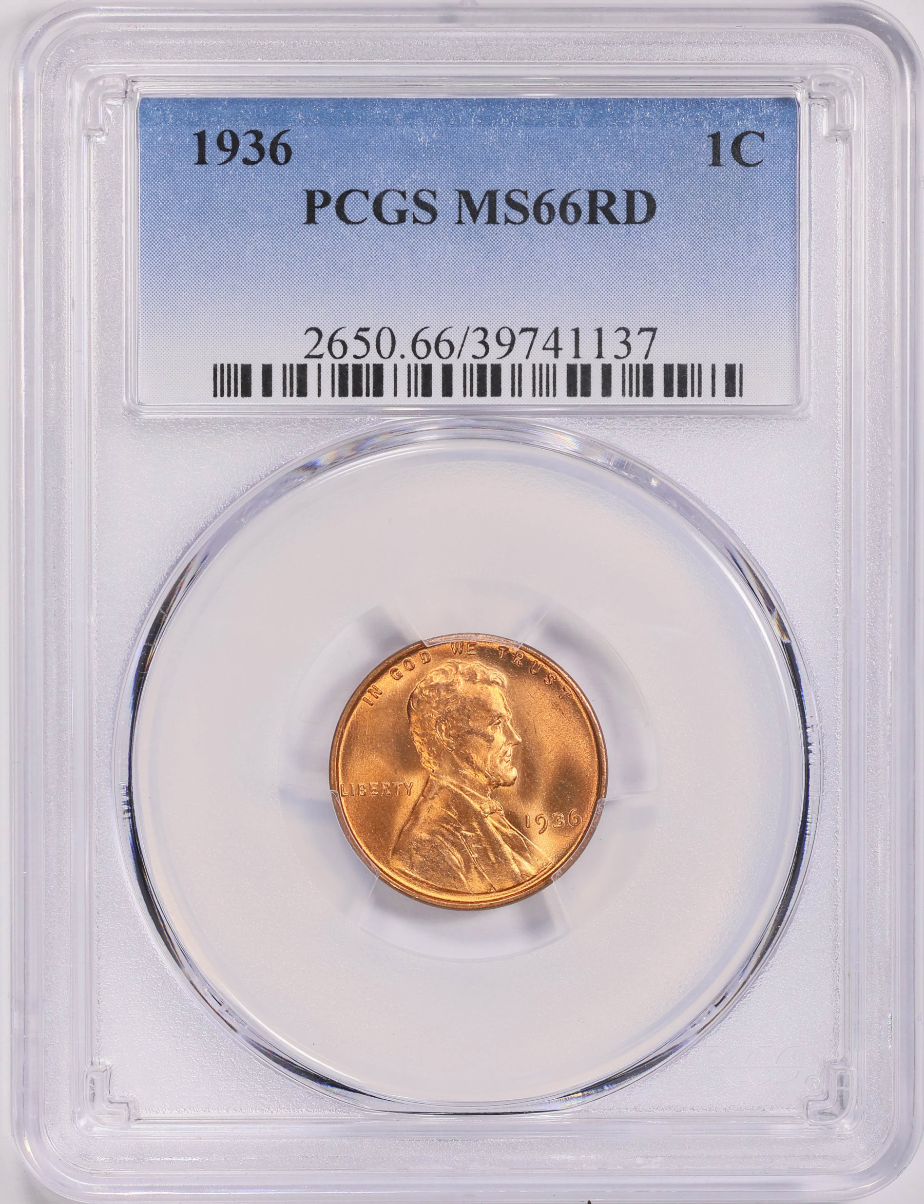 1936 Lincoln Cent PCGS MS-66 RD (Item 1340391) | GreatCollections Coin Auctions