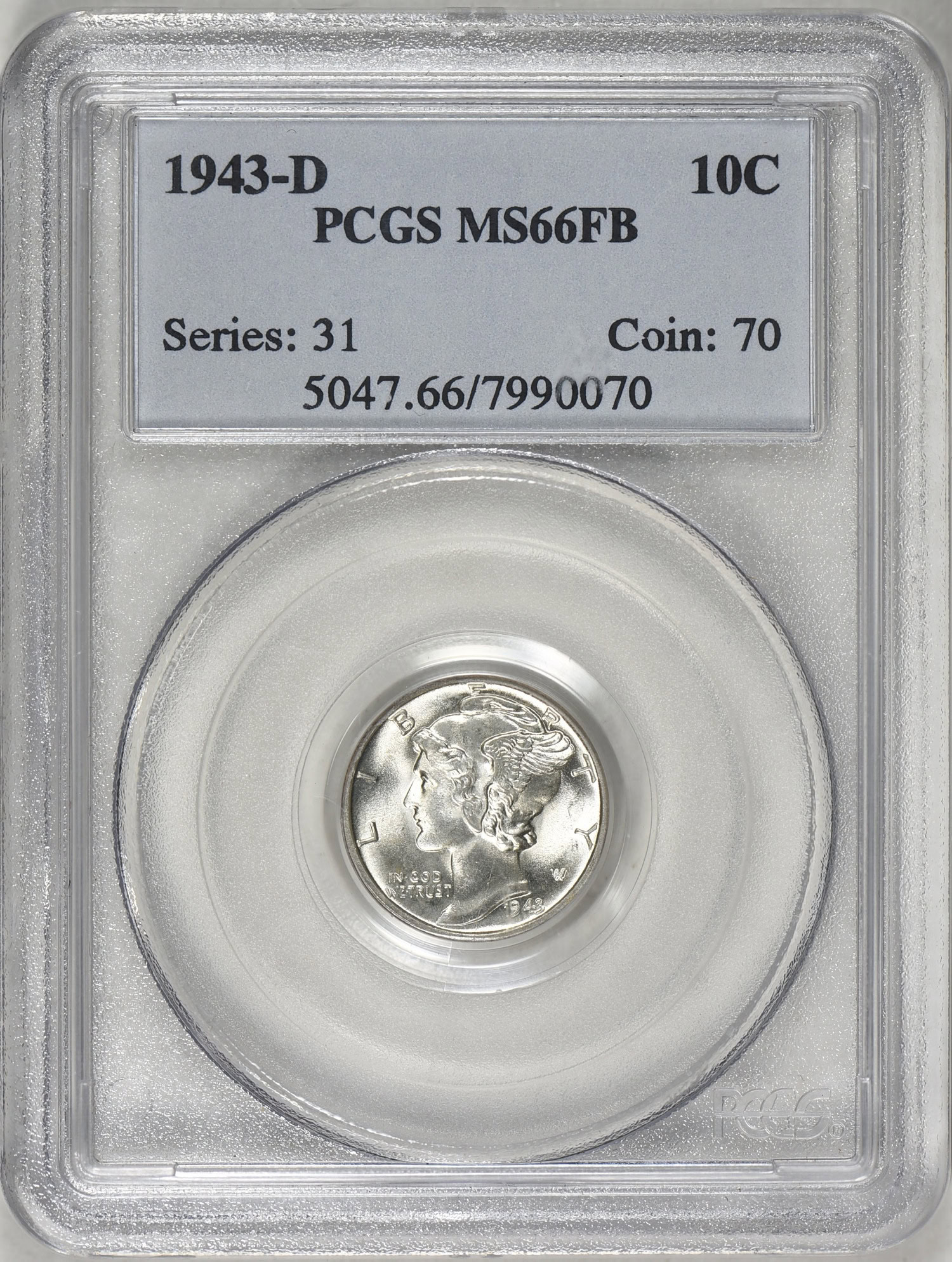 1943-D Mercury Dime PCGS MS-66 FB (Item 1343601) | GreatCollections Coin Auctions