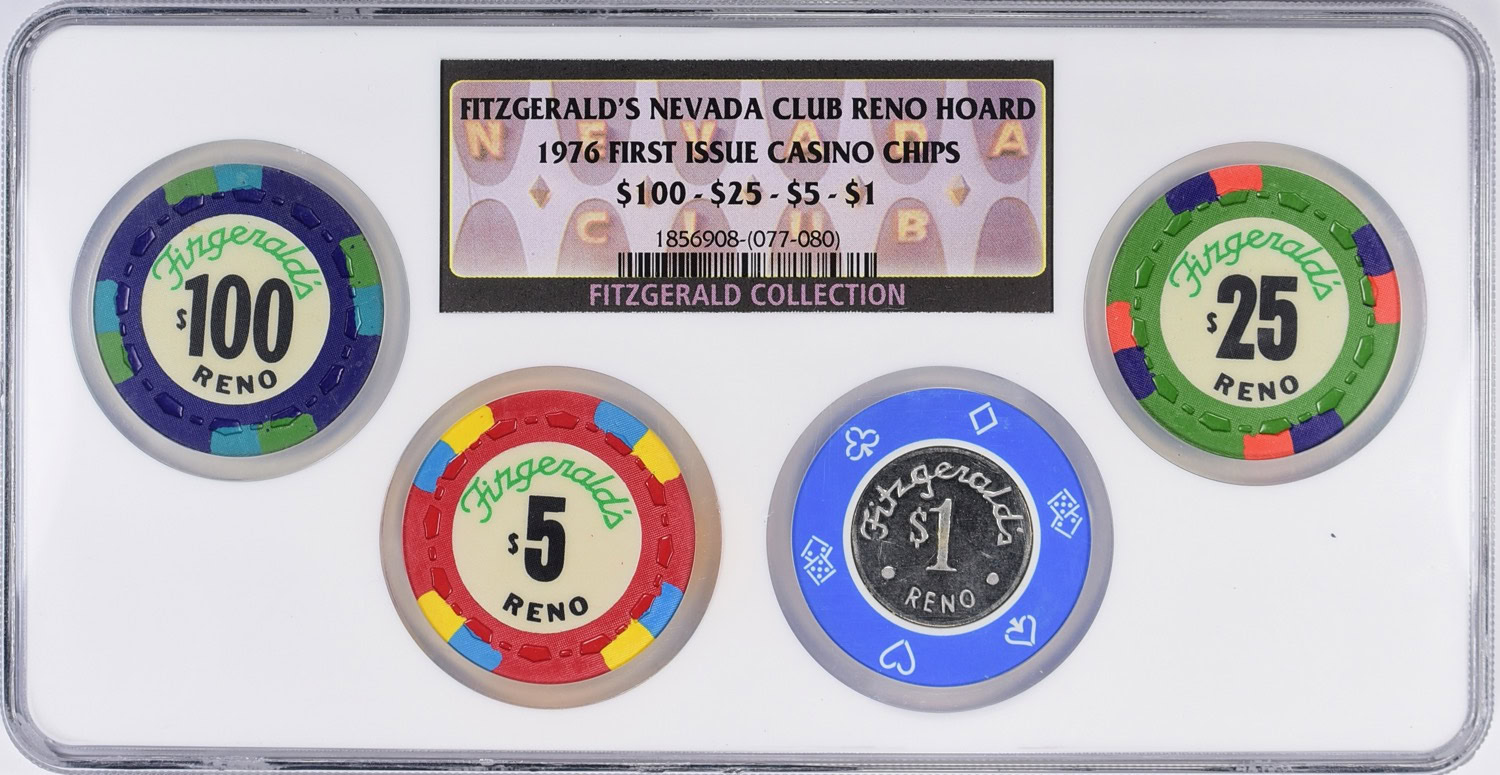 1976 Fitzgerald's Nevada Club Reno Hoard First Issue $1, $5, $25, and ...