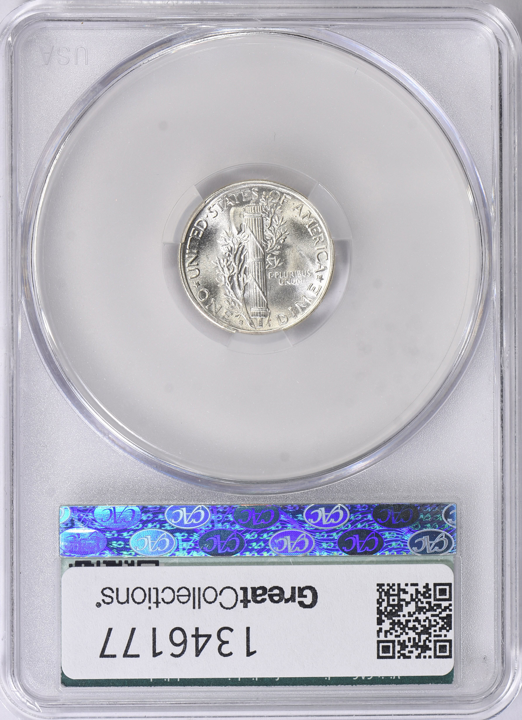 1945-S Mercury Dime Micro S CACG MS-67+ FB (Item 1346177) | GreatCollections Coin Auctions