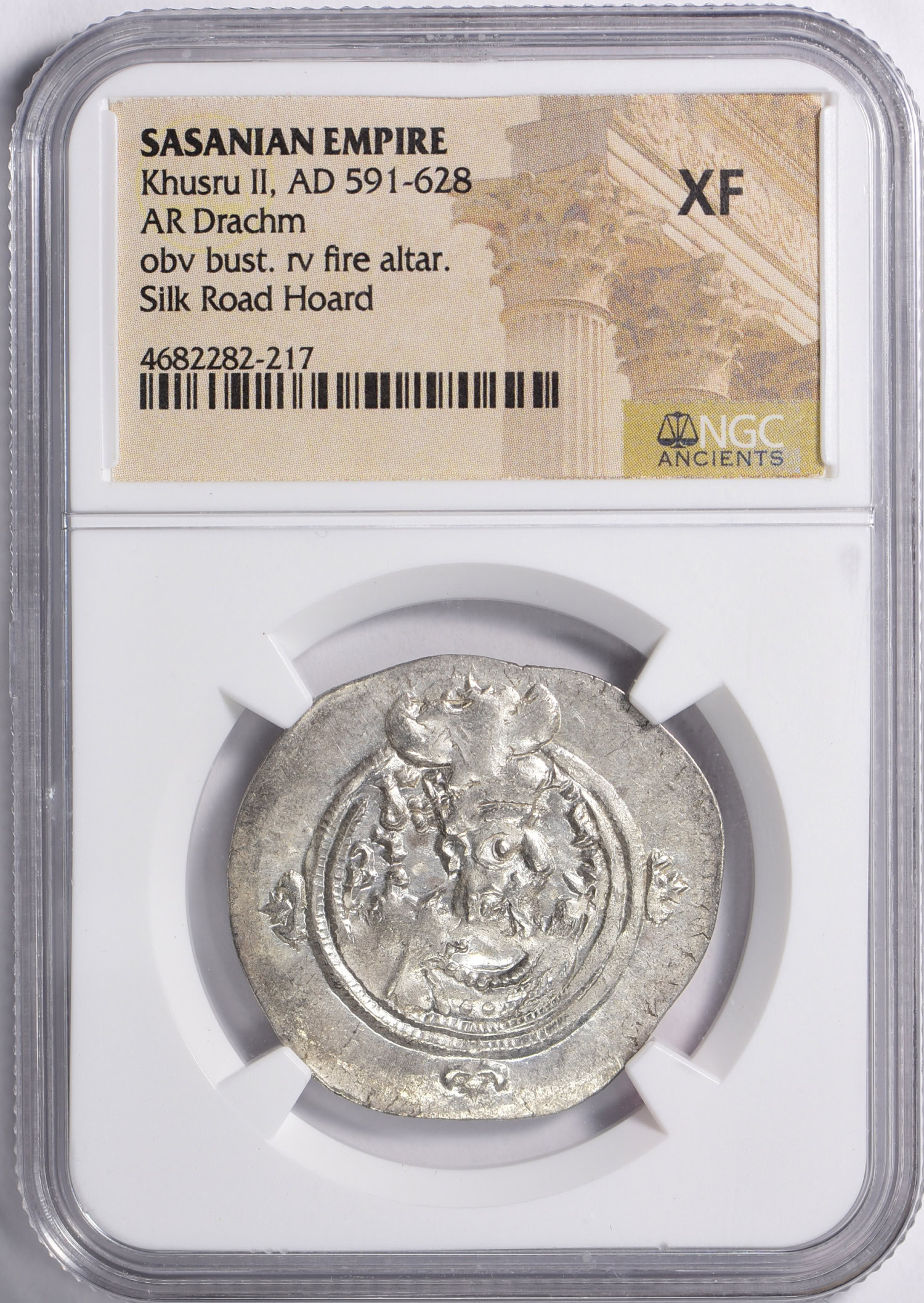 Ancient Sasanian Empire, Khusru II (A.D. 591-628) AR Drachm NGC XF (Ex ...