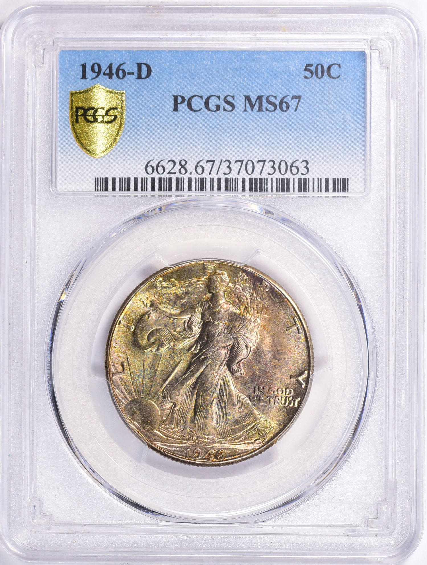 1946-D Walking Liberty Half Dollar PCGS MS-67 (Toned) (Item 1348493) | GreatCollections Coin ...