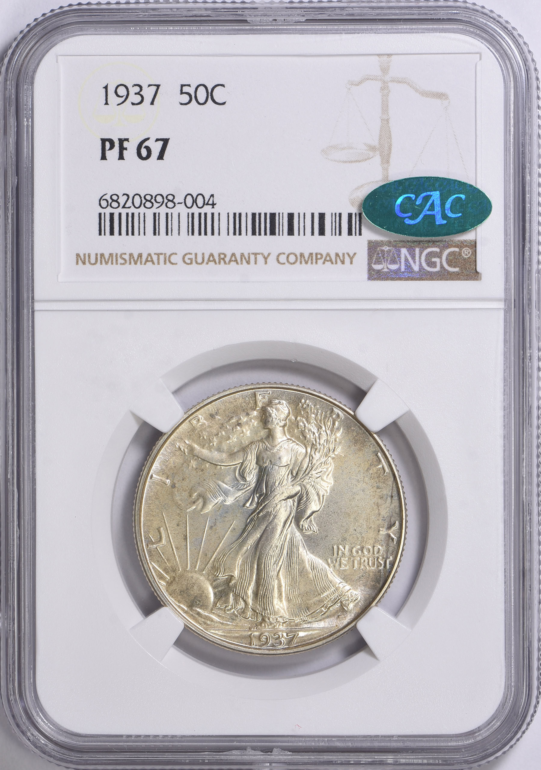 1937 Walking Liberty Half Dollar NGC Proof-67 (CAC Green) (Item 1350386) | GreatCollections Coin ...