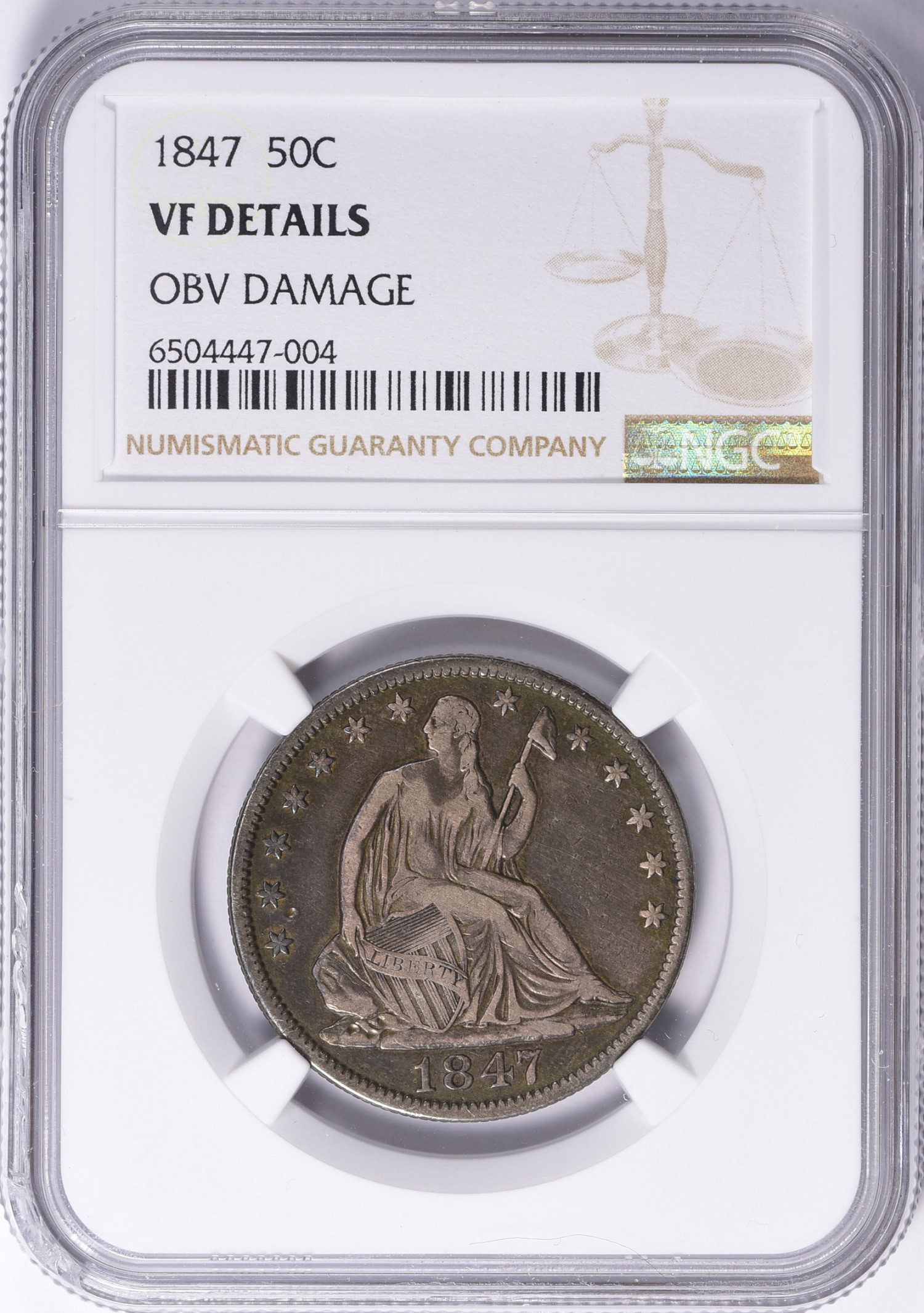 1847 Seated Liberty Half Dollar NGC VF Details (Item 1350448) | GreatCollections Coin Auctions