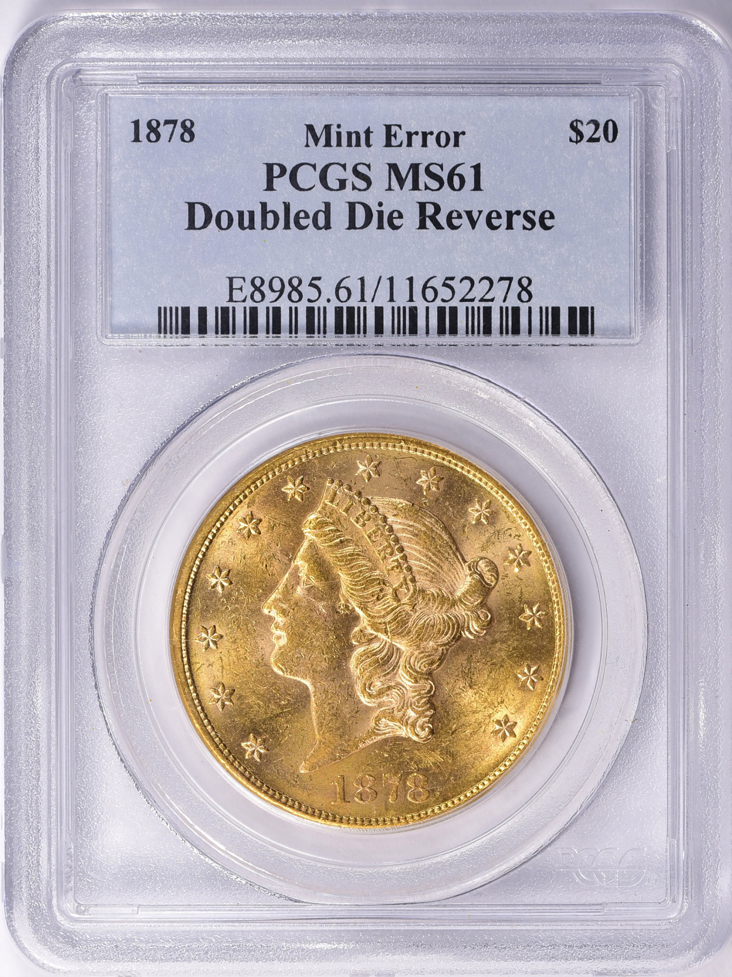 Mint Error 1878 Liberty Gold Double Eagle Doubled Die Reverse PCGS MS-61 (Item 1350992 ...