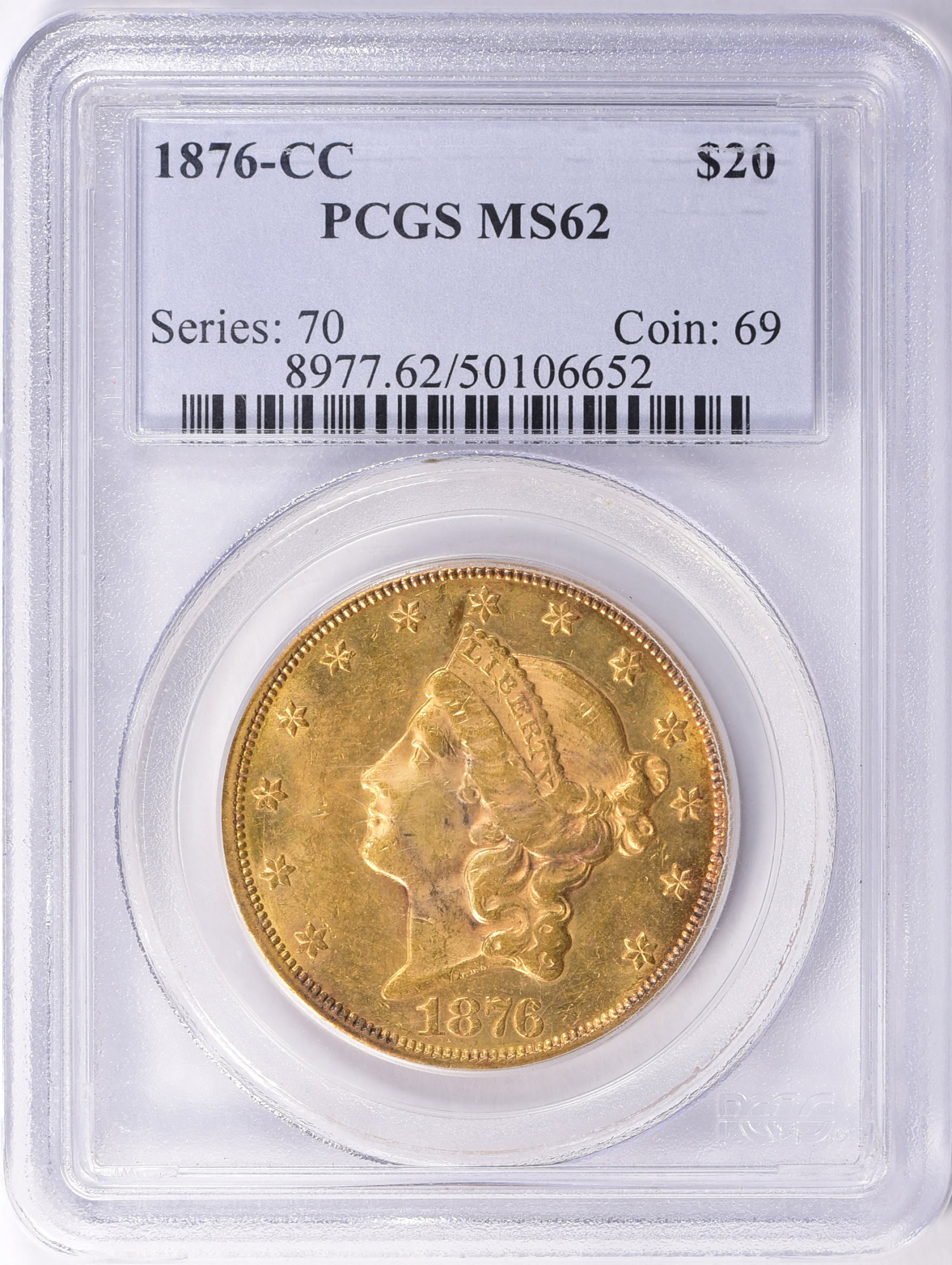 1876-CC Liberty Gold Double Eagle PCGS MS-62 (Item 1350994) | GreatCollections Coin Auctions