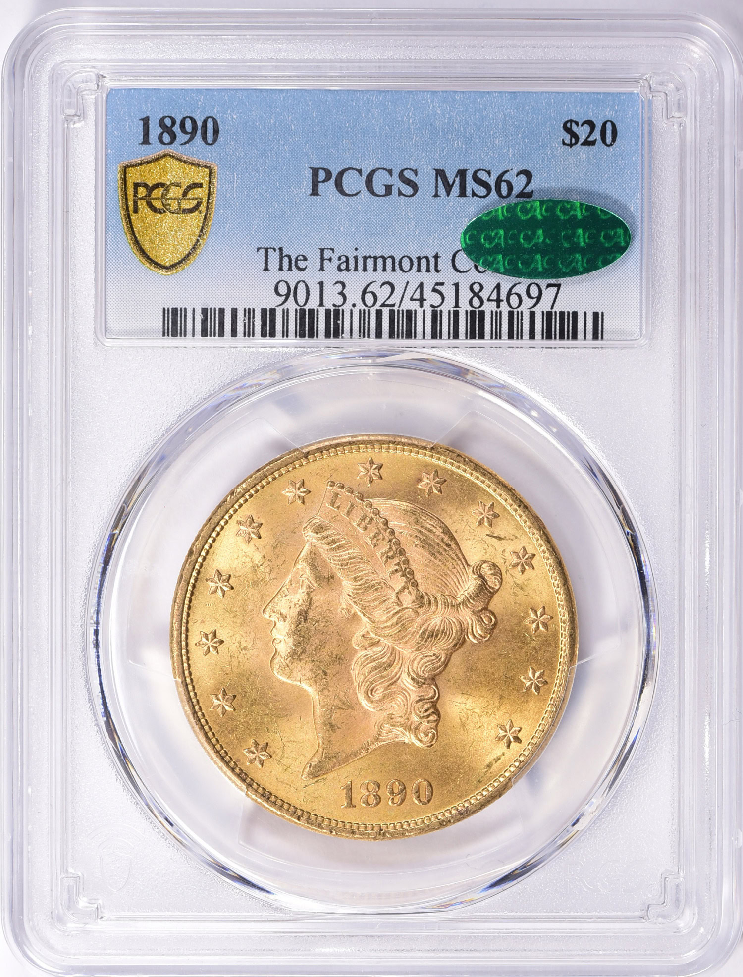 1890 Liberty Gold Double Eagle PCGS MS-62 (CAC Green) (The Fairmont Collection) (Item 1351016 ...