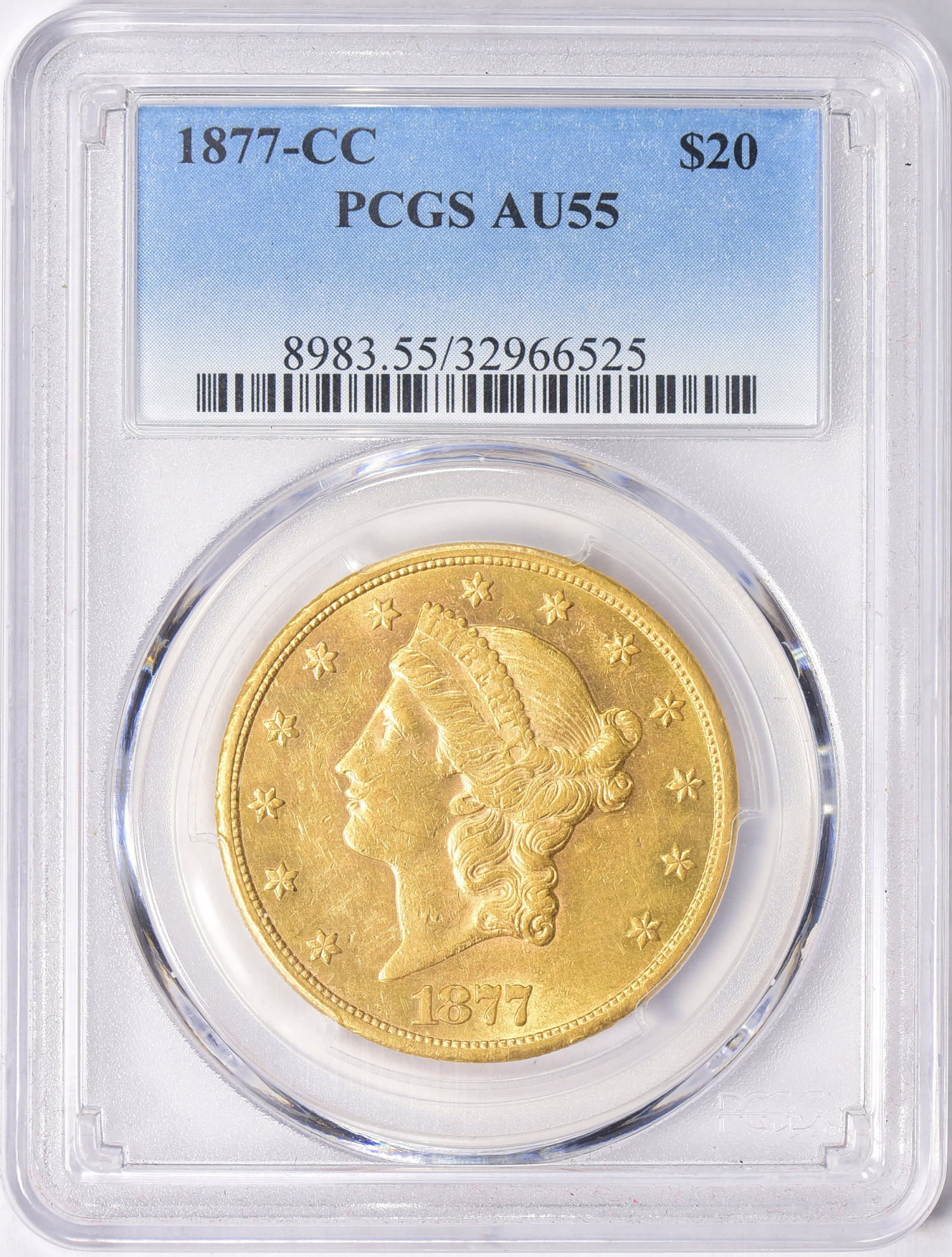 1877-CC Liberty Gold Double Eagle PCGS AU-55 (Item 1353475) | GreatCollections Coin Auctions