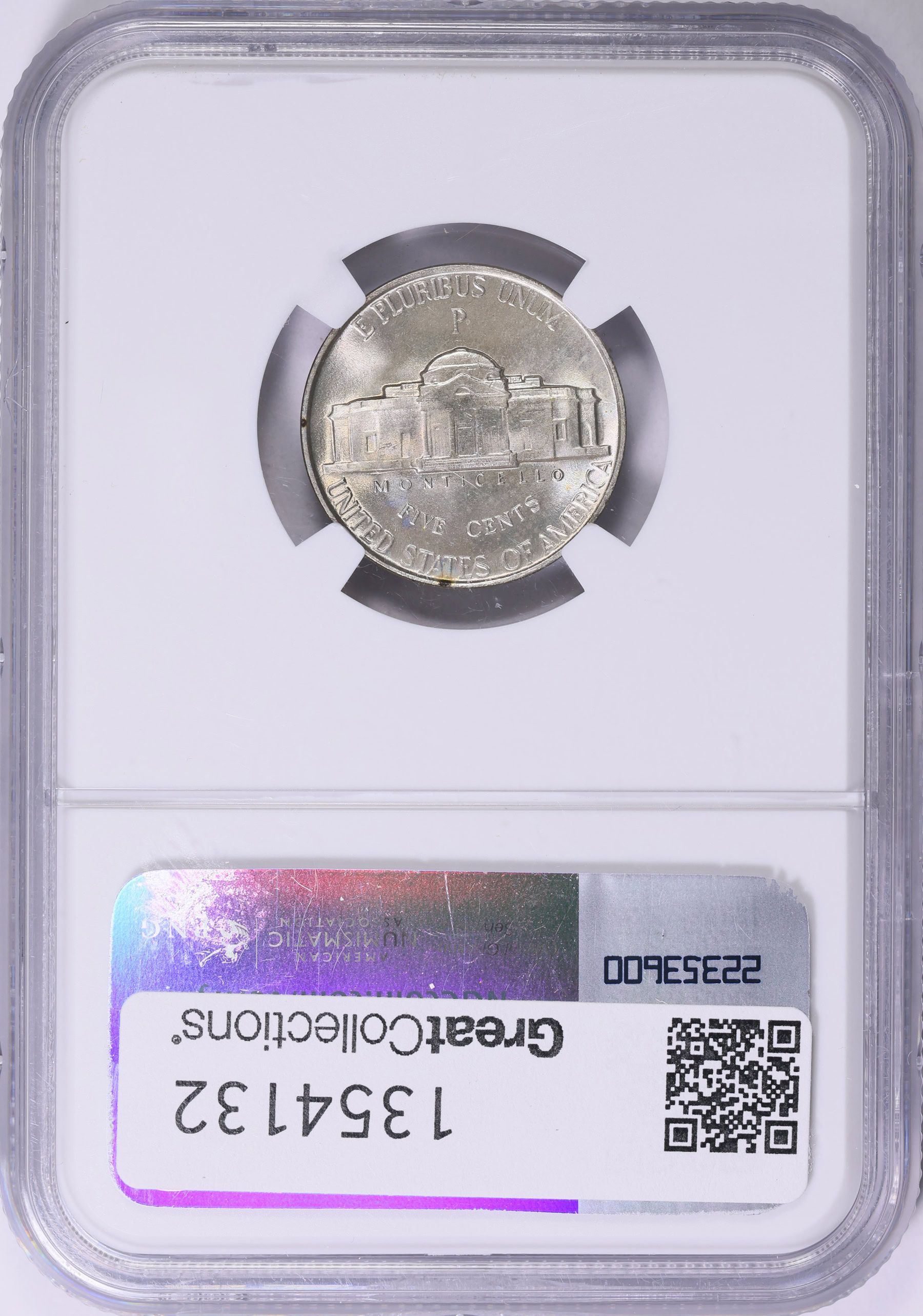 1944-P Jefferson Nickel NGC MS-67+ 5FS (Item 1354132) | GreatCollections Coin Auctions