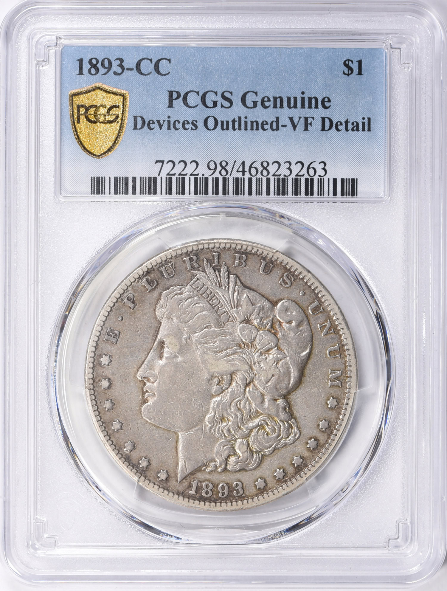 1893-CC Morgan Silver Dollar PCGS Genuine VF Details (Item 1362285) | GreatCollections Coin Auctions