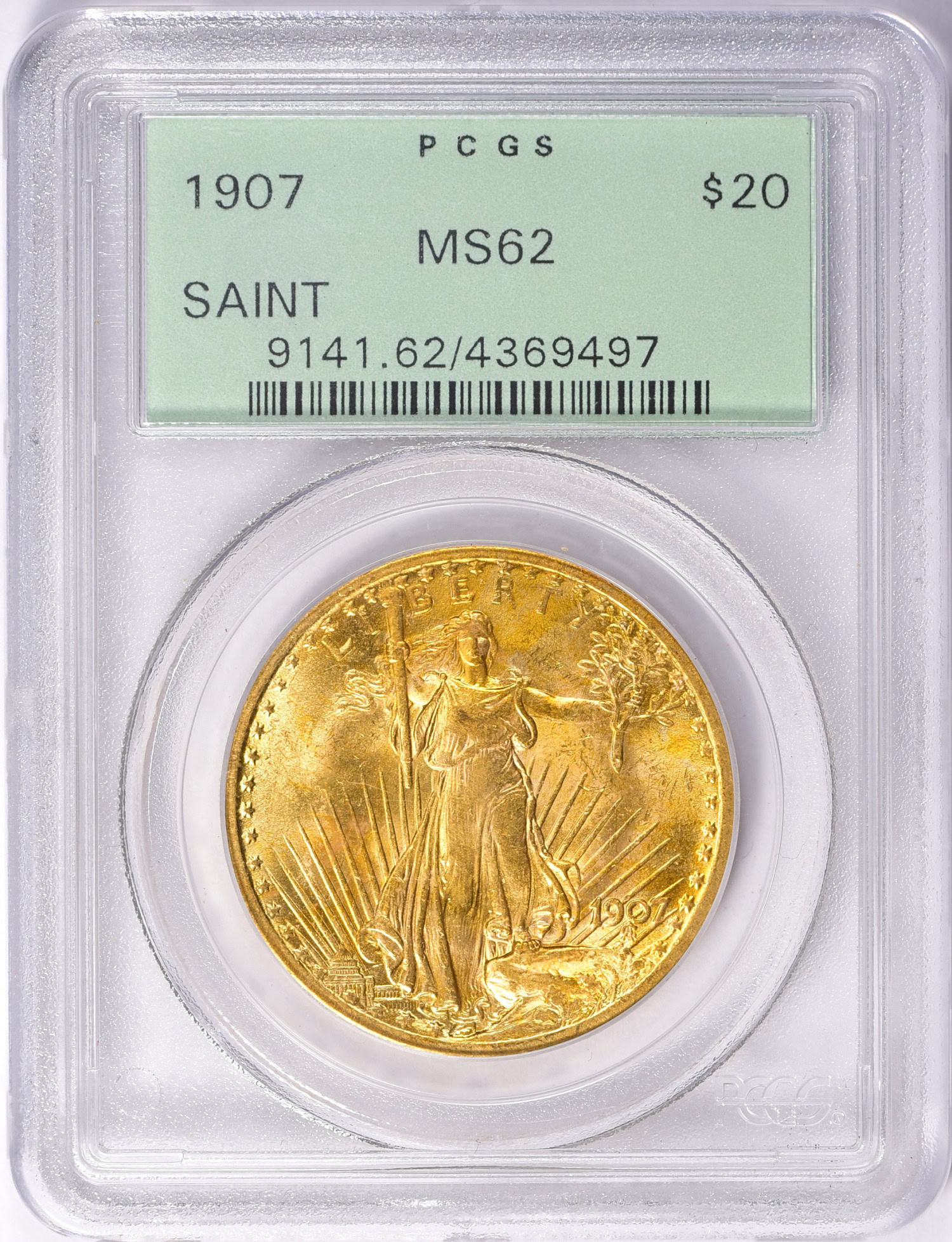 1907 Saint-Gaudens Gold Double Eagle Arabic Numerals PCGS MS-62 OGH (Item 1362901 ...