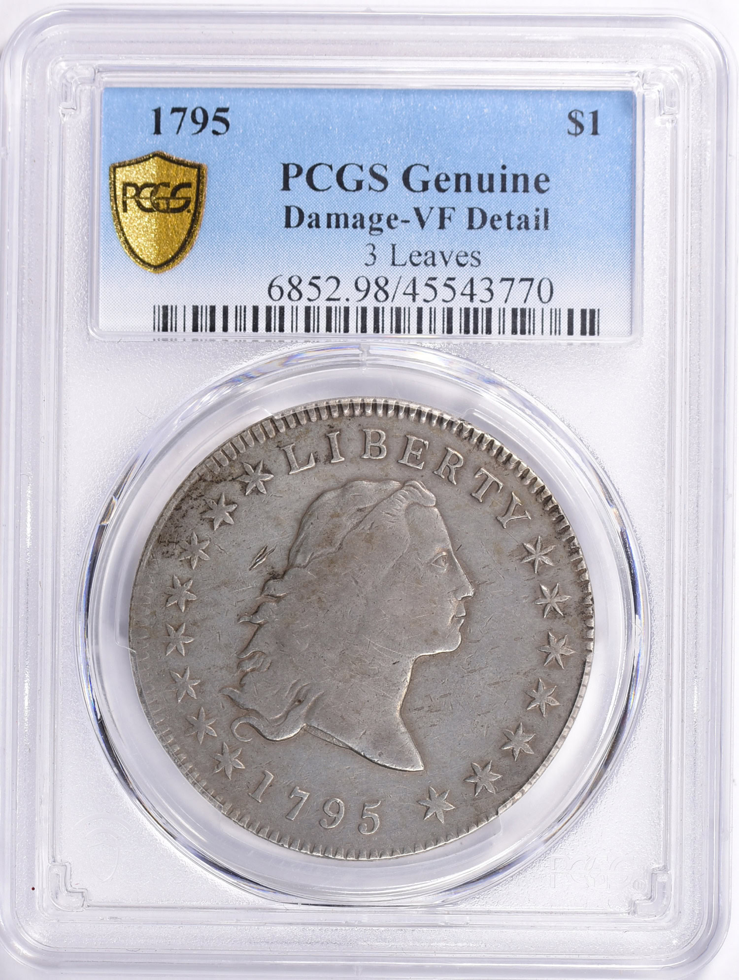 1795 Flowing Hair Silver Dollar 3 Leaves PCGS Genuine VF Details (Item 1363898 ...