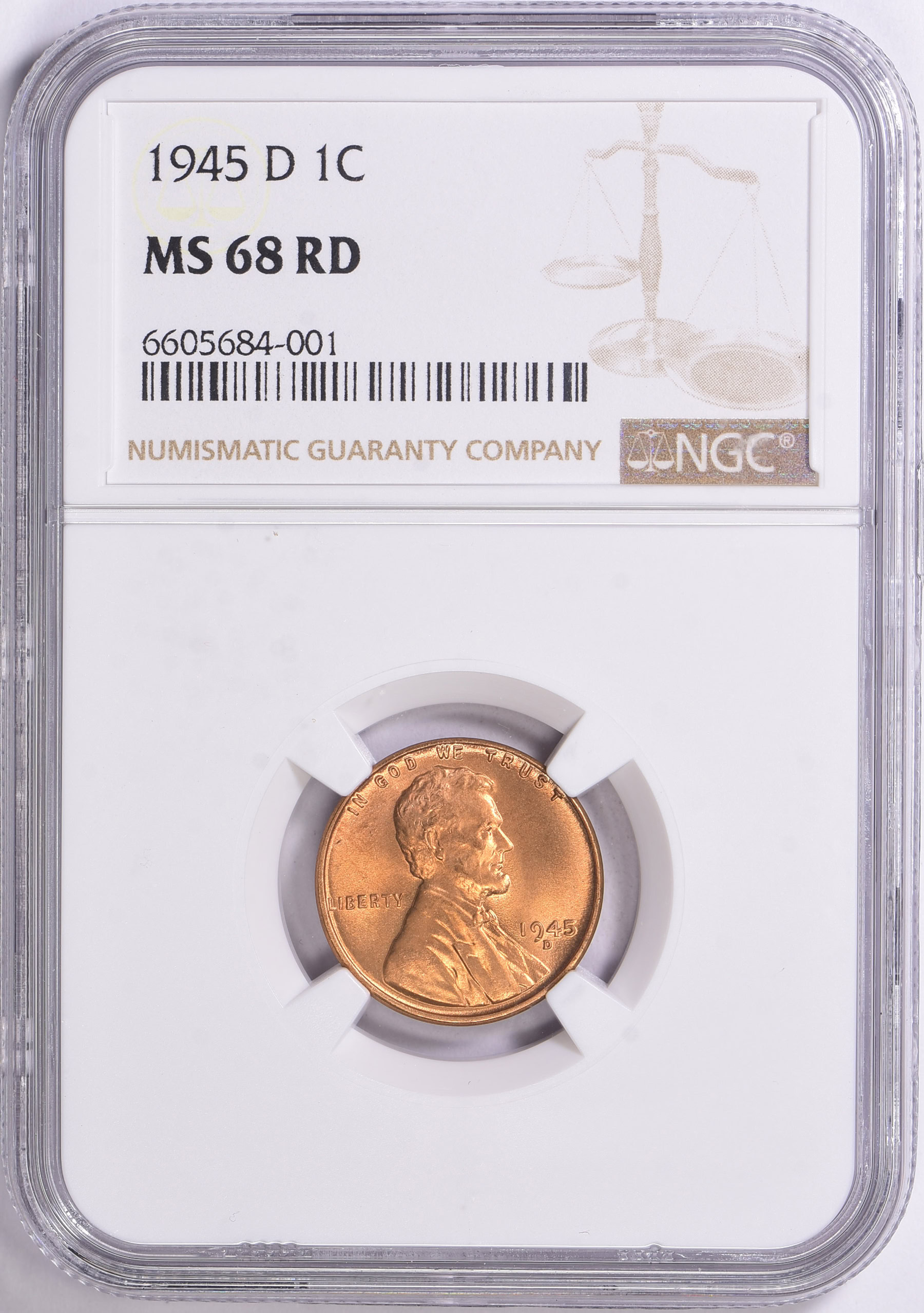 1945-D Lincoln Cent NGC MS-68 RD (Item 1365720) | GreatCollections Coin ...