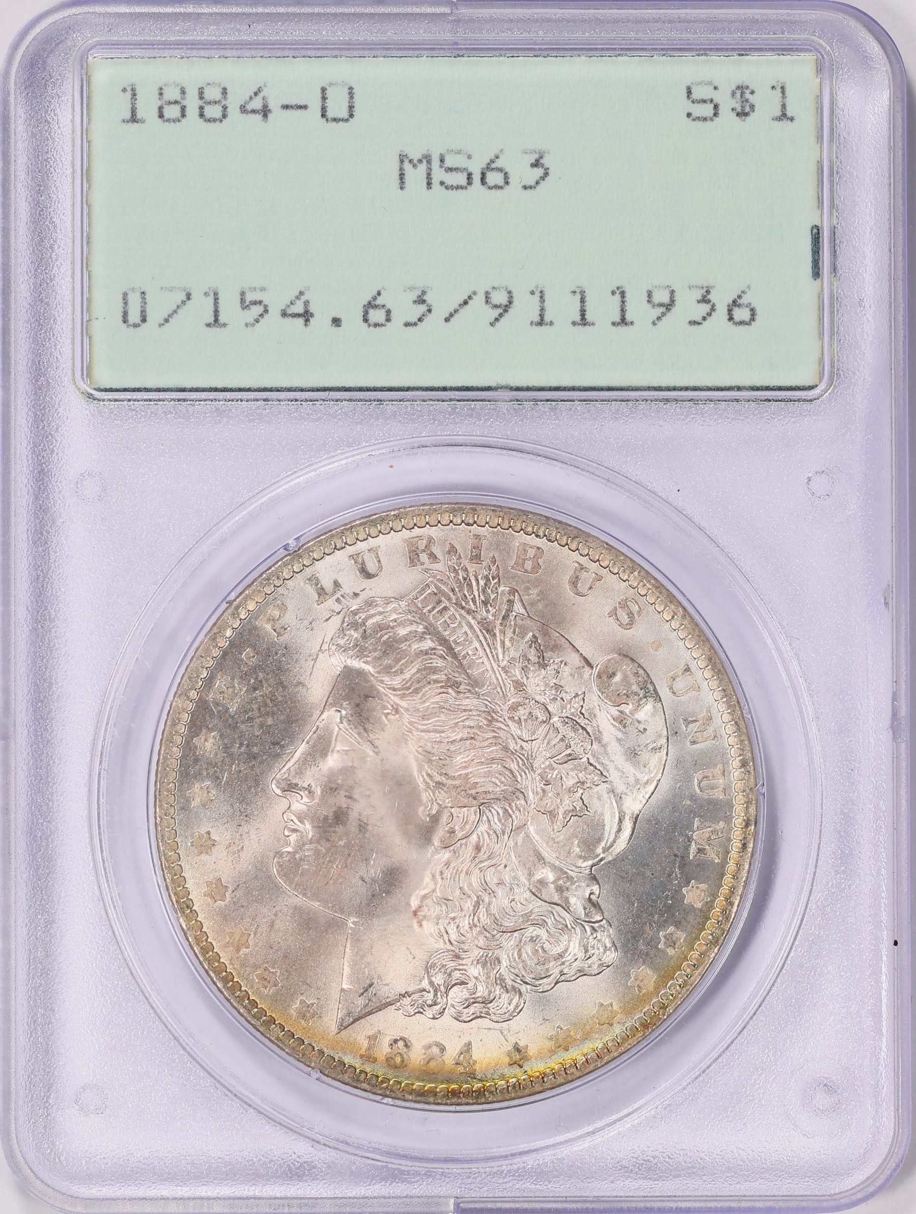 1884-O Morgan Silver Dollar PCGS MS-63 OGH (1st Gen) (Toned) (Item 1366105) | GreatCollections ...