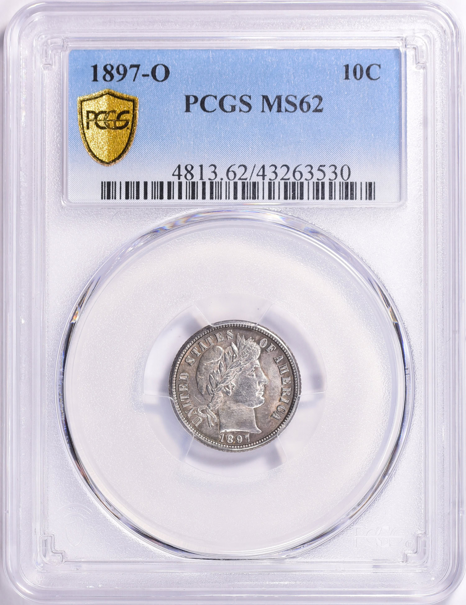 1897-O Barber Dime PCGS MS-62 (Toned) (Item 1366315) | GreatCollections Coin Auctions