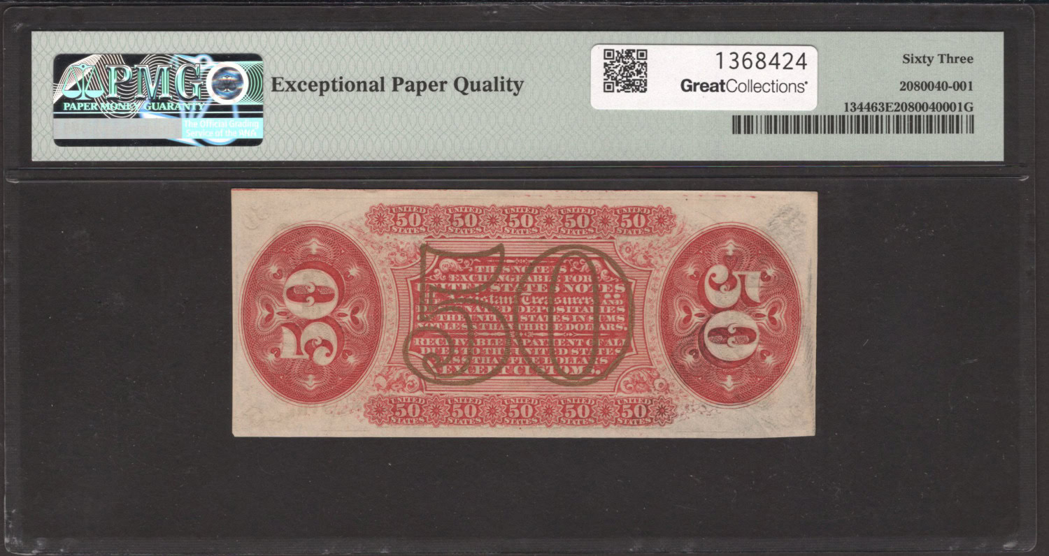 Fr. 1344 Third Issue 50 Cents Fractional Currency Note Colby / Spinner ...