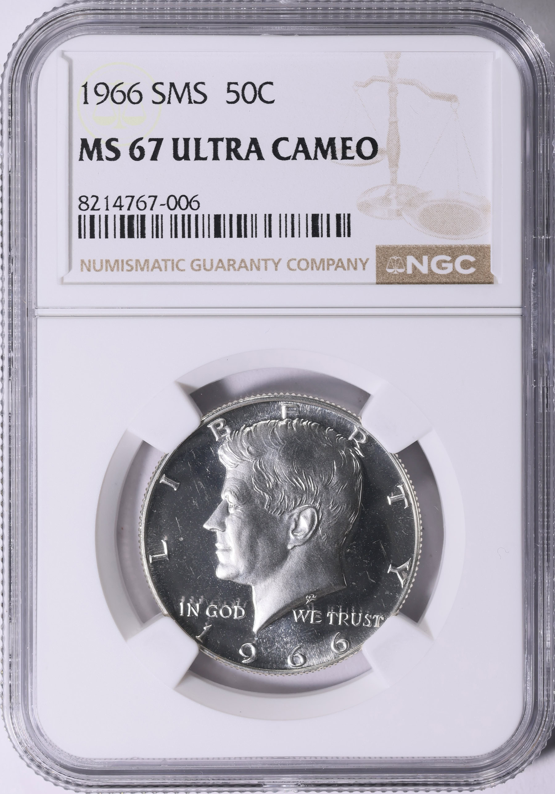 1966 Kennedy Half Dollar SMS NGC MS-67 UC (Item 1369975) | GreatCollections Coin Auctions