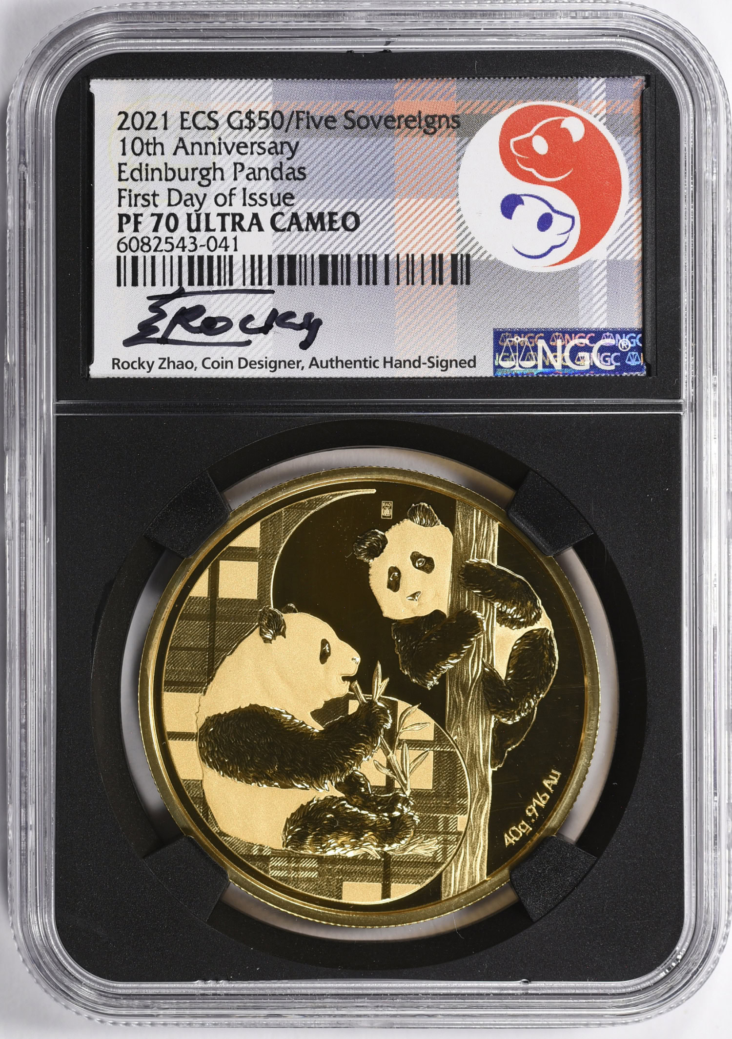 East Caribbean States 2021 Gold $50 / 5 Sovereigns Edinburgh Pandas ...