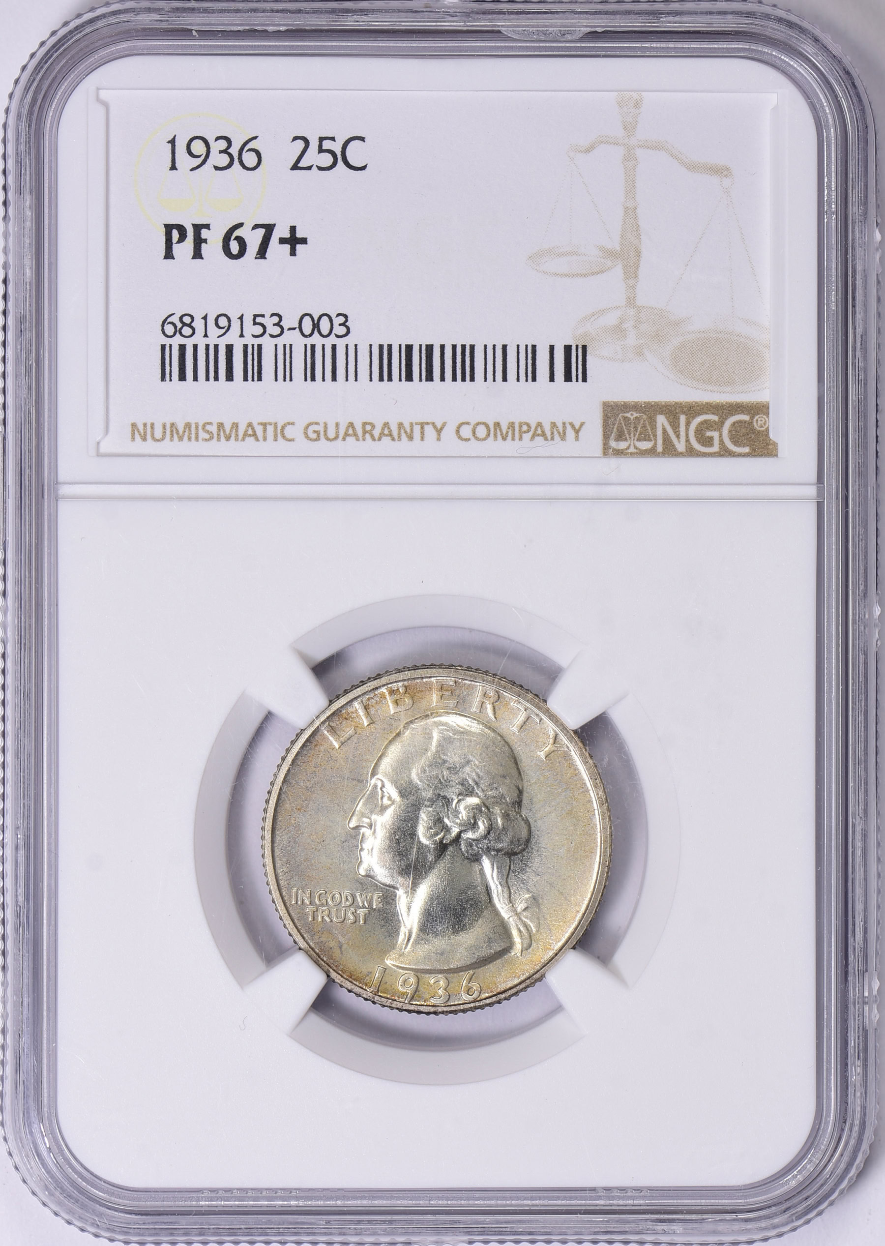 1936 Washington Quarter NGC Proof-67+ (Item 1374300) | GreatCollections ...