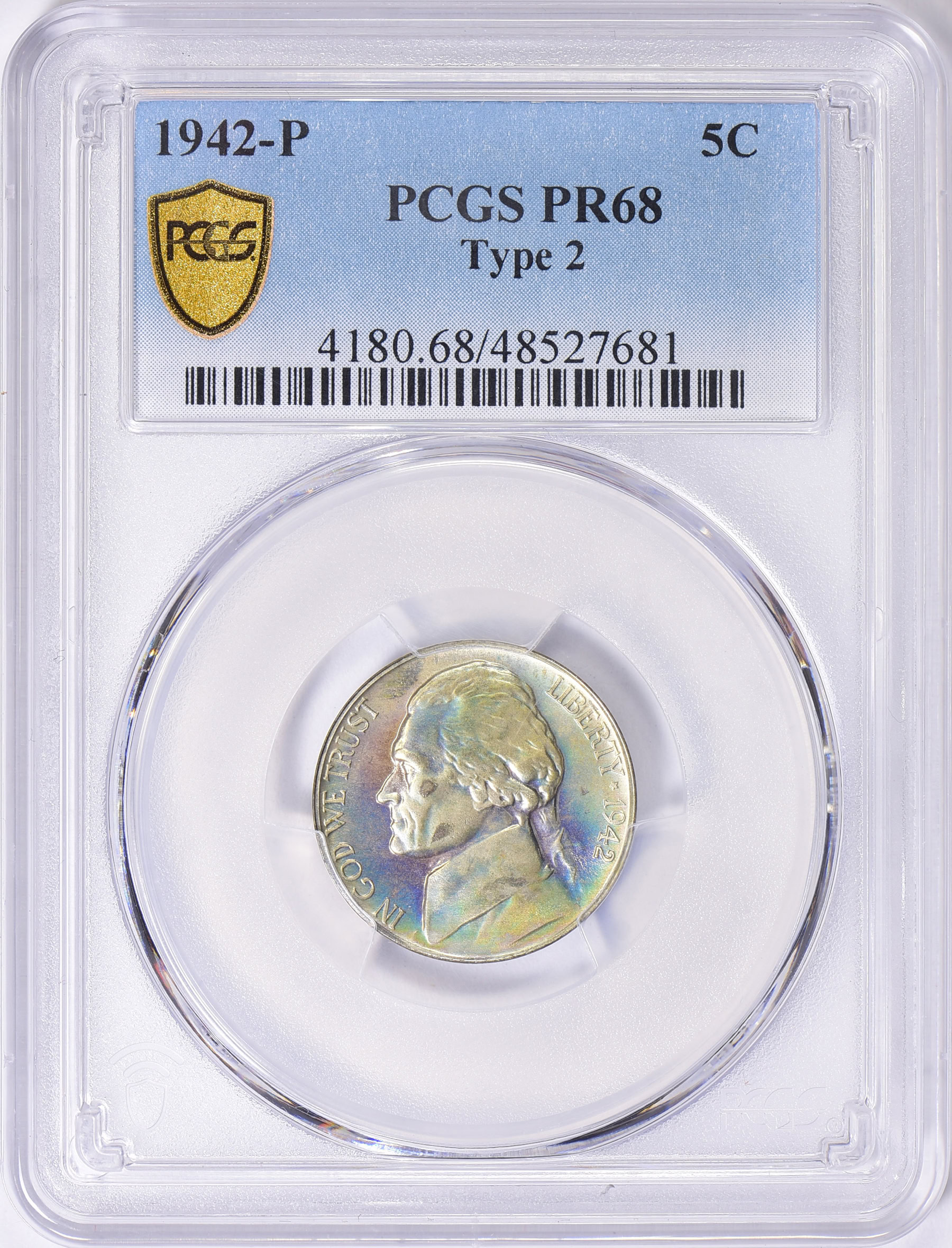 1942-P Jefferson Nickel Type 2 PCGS Proof-68 (Toned) (Item 1374307 ...