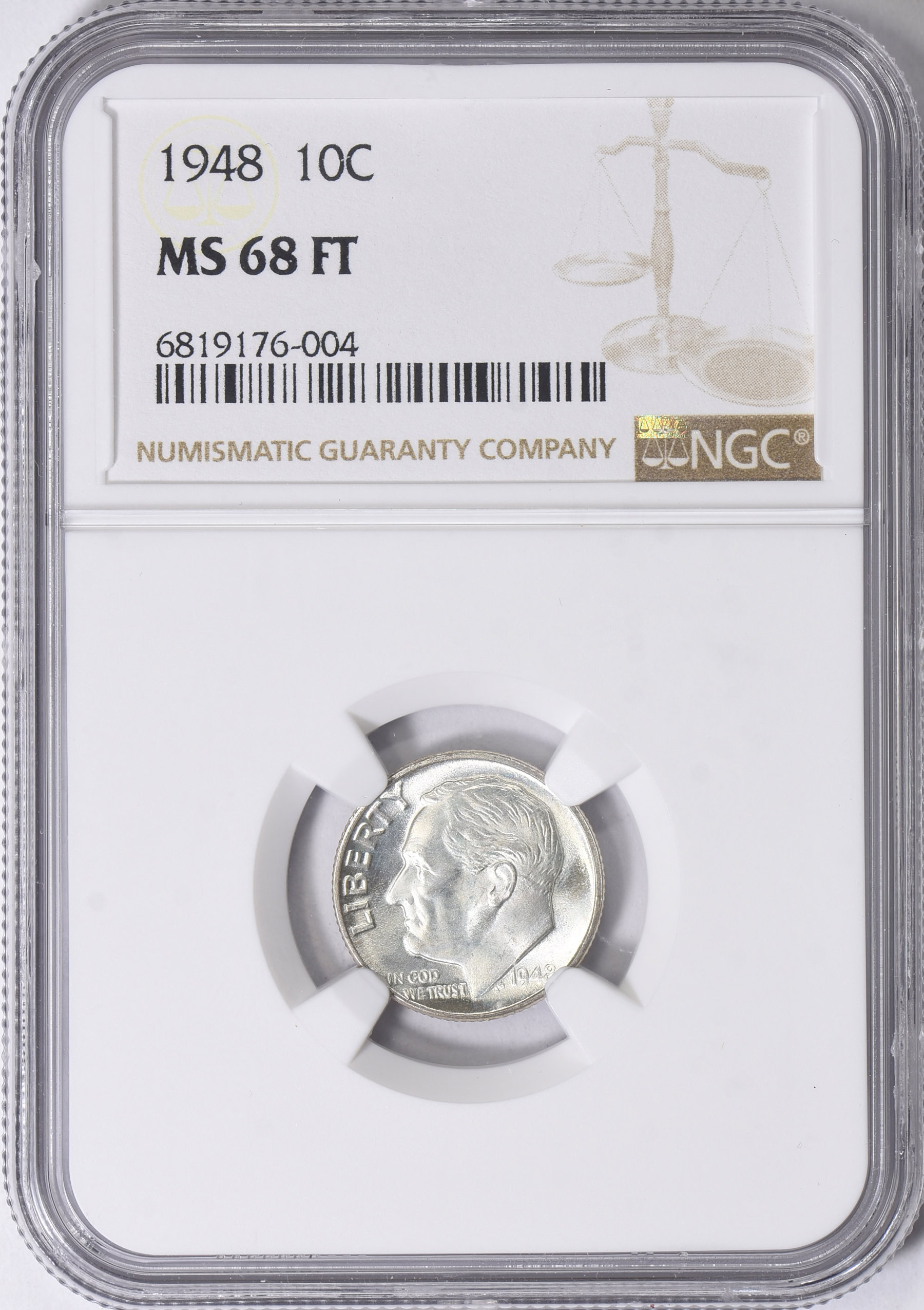 1948 Roosevelt Dime NGC MS-68 FT (Item 1374324) | GreatCollections Coin ...