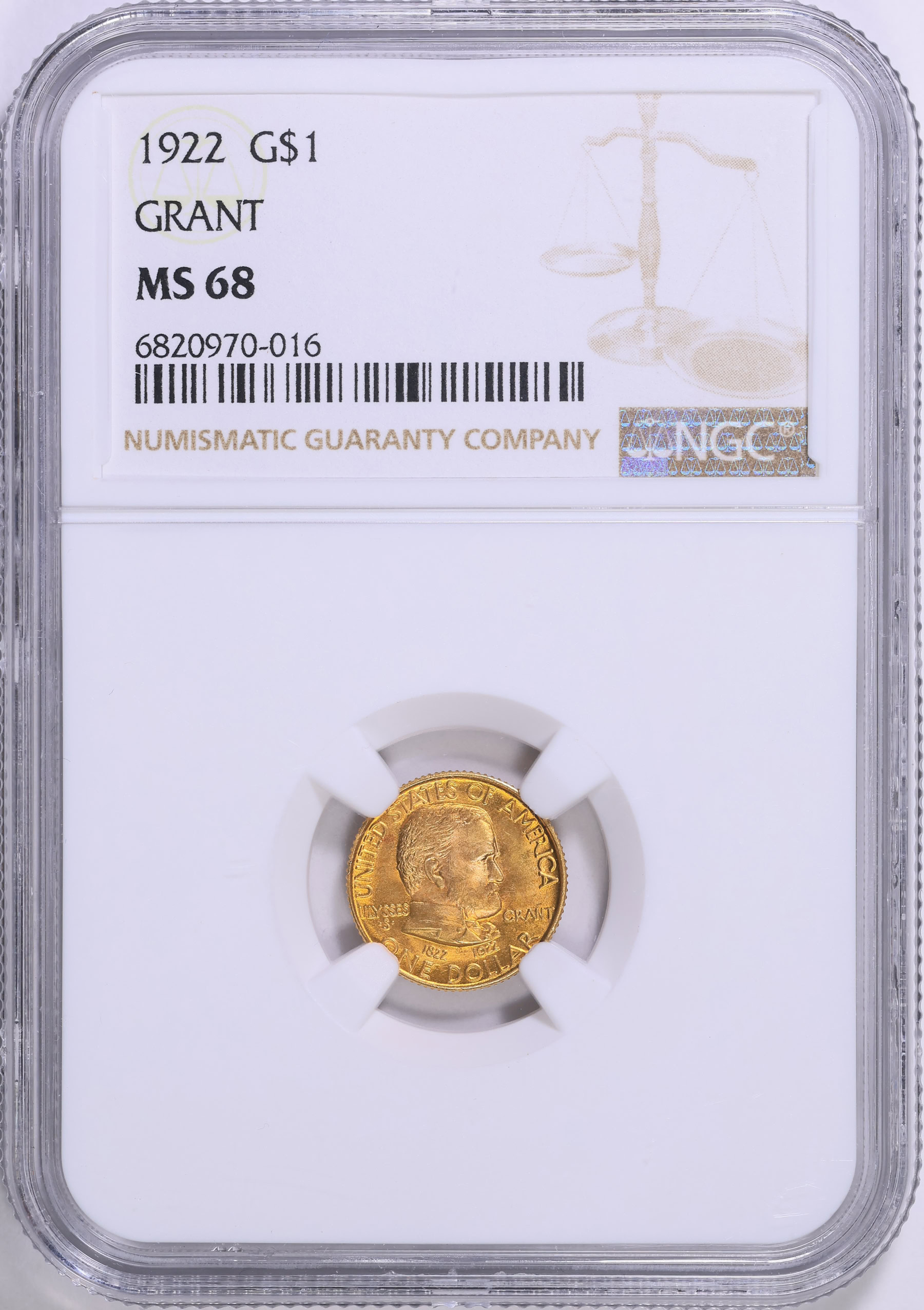 1922 Grant Gold Dollar NGC MS-68 (Item 1374375) | GreatCollections Coin ...