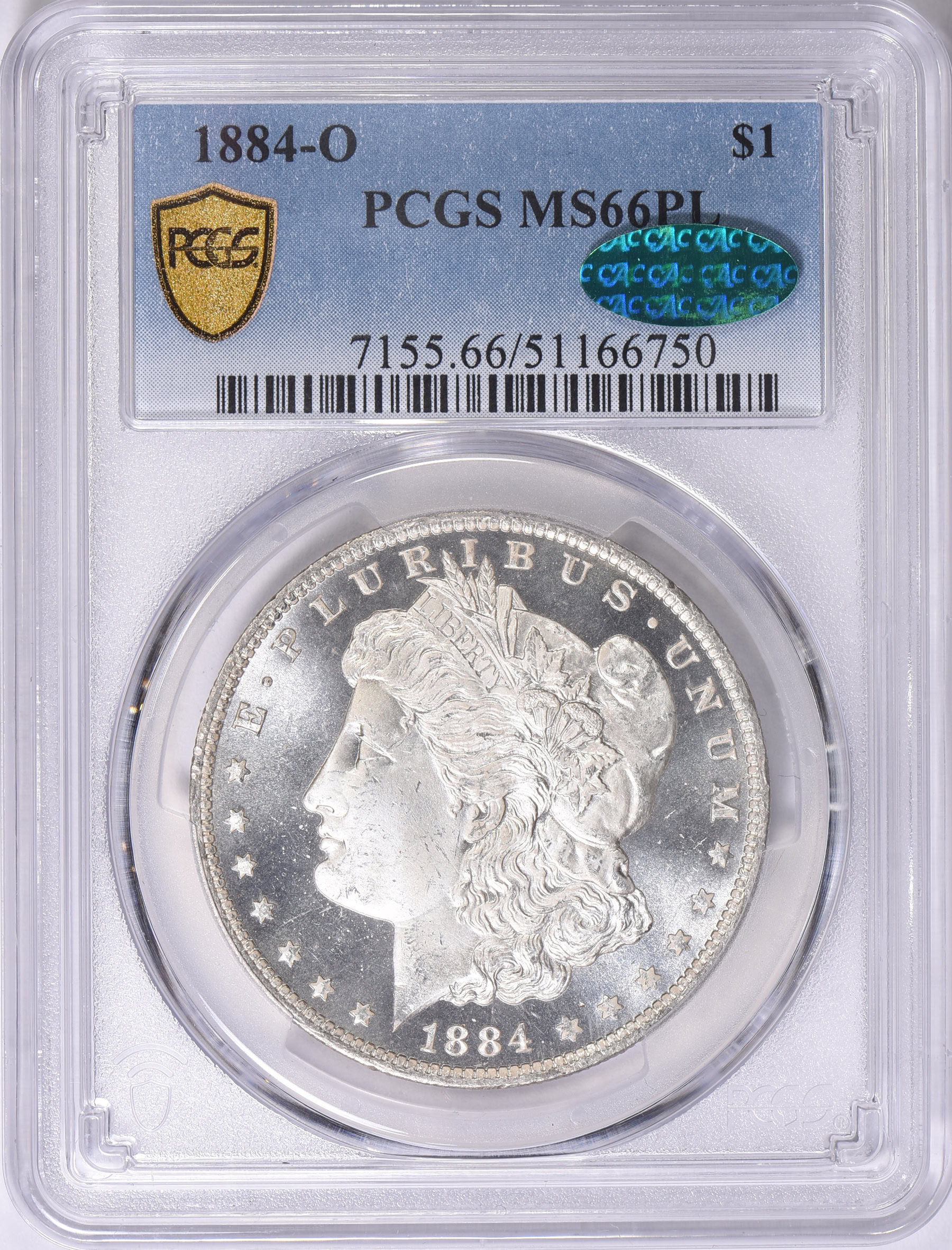 1884-O Morgan Silver Dollar PCGS MS-66 PL (CAC Green) (Item 1374399) | GreatCollections Coin ...