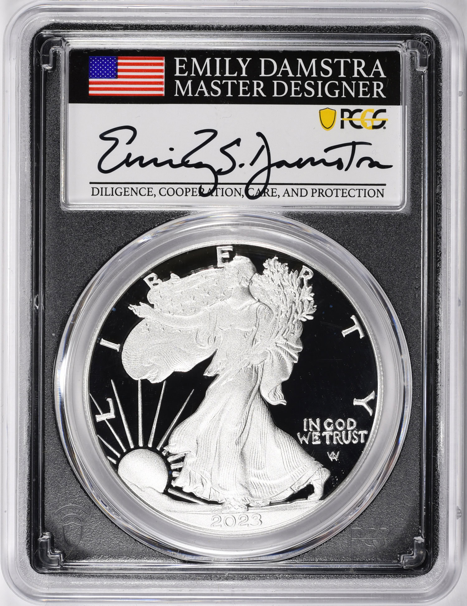 2023-W $1 Silver Eagle First Day of Issue PCGS Proof-70 DCAM (Emily ...