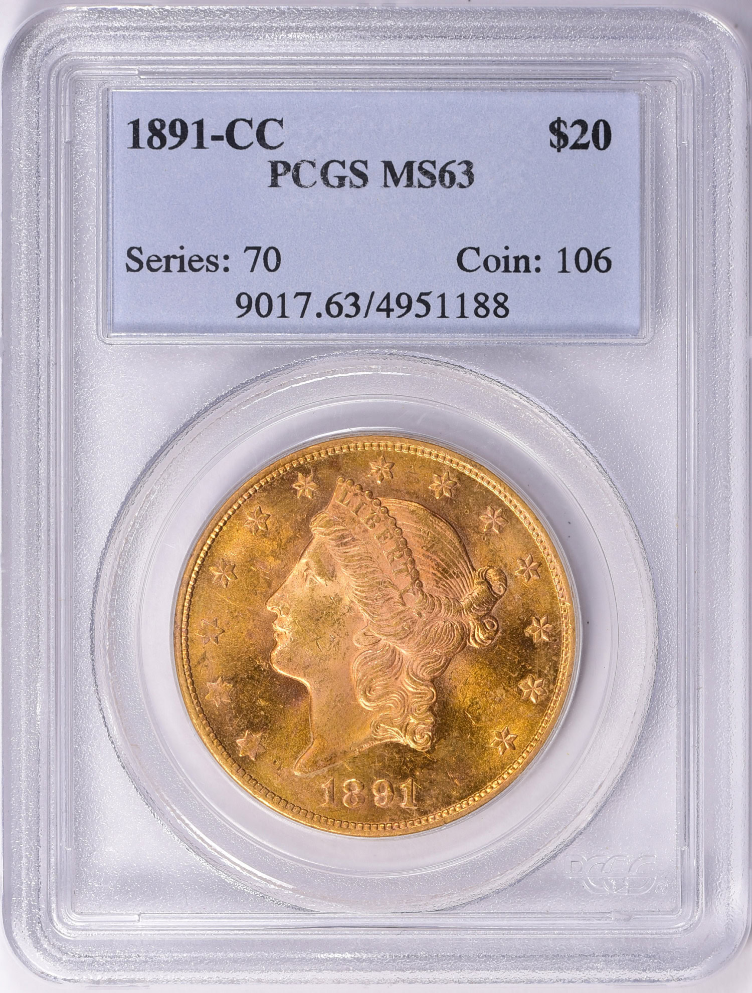 1891-CC Liberty Gold Double Eagle PCGS MS-63 (Item 1374755) | GreatCollections Coin Auctions