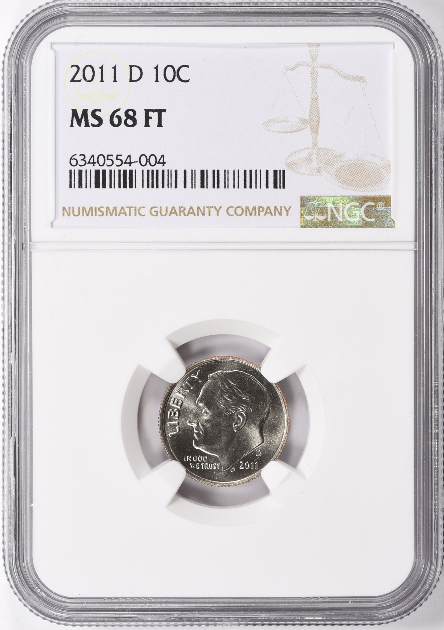 2011-D Roosevelt Dime NGC MS-68 FT (Item 1374999) | GreatCollections ...