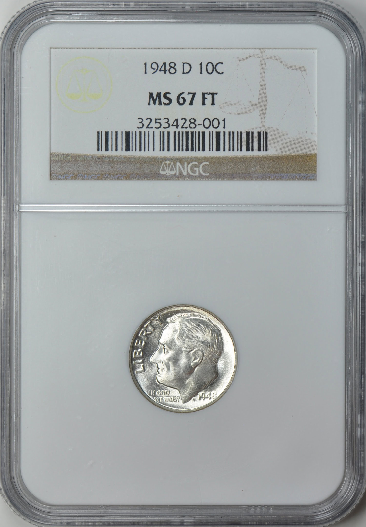 1948-D Roosevelt Dime NGC MS-67 FT (Item 1375295) | GreatCollections Coin Auctions
