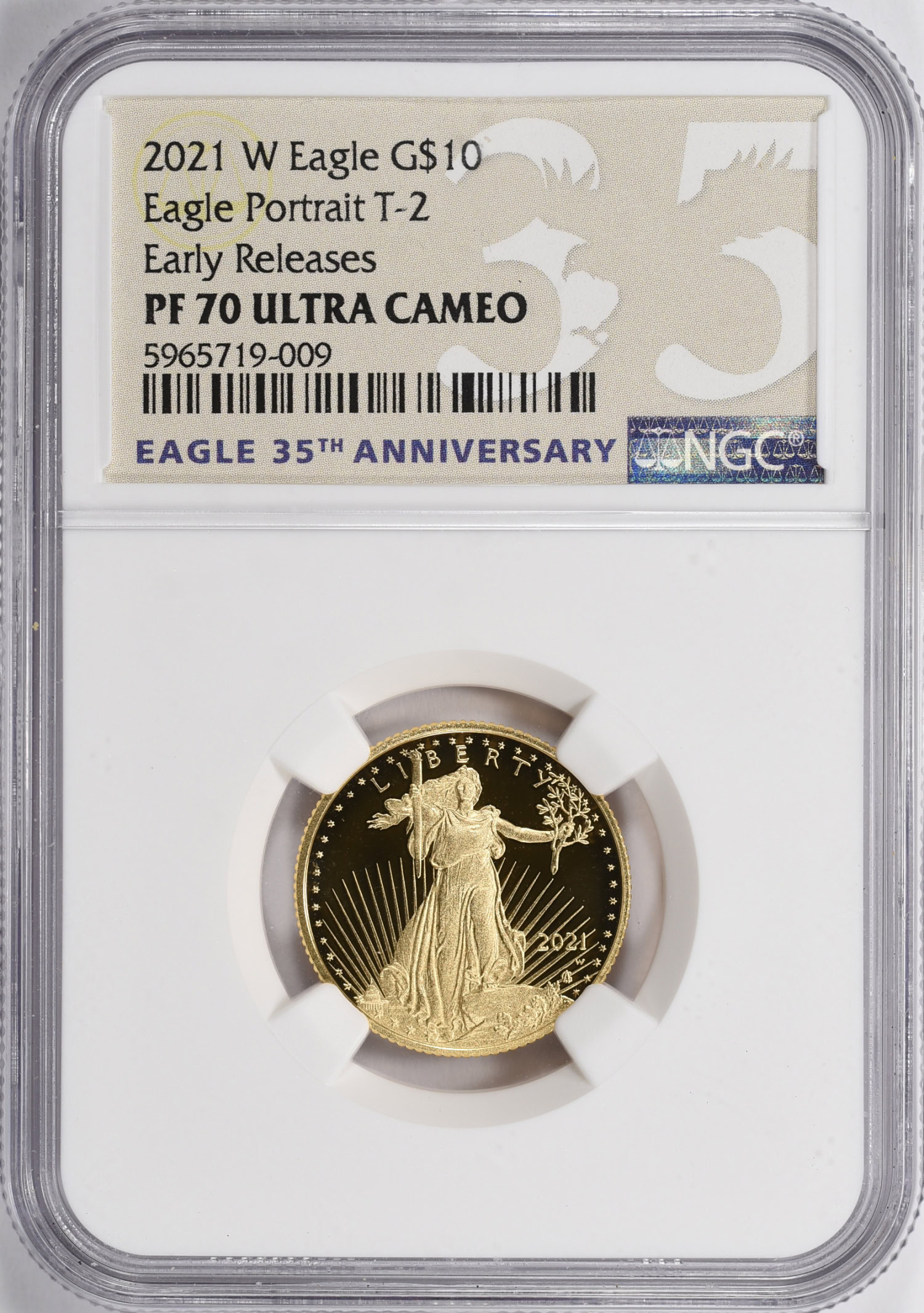 2021-W $10 Quarter-Ounce Gold American Eagle Type 2 Early Releases NGC Proof-70 UC (Item 1375481 ...