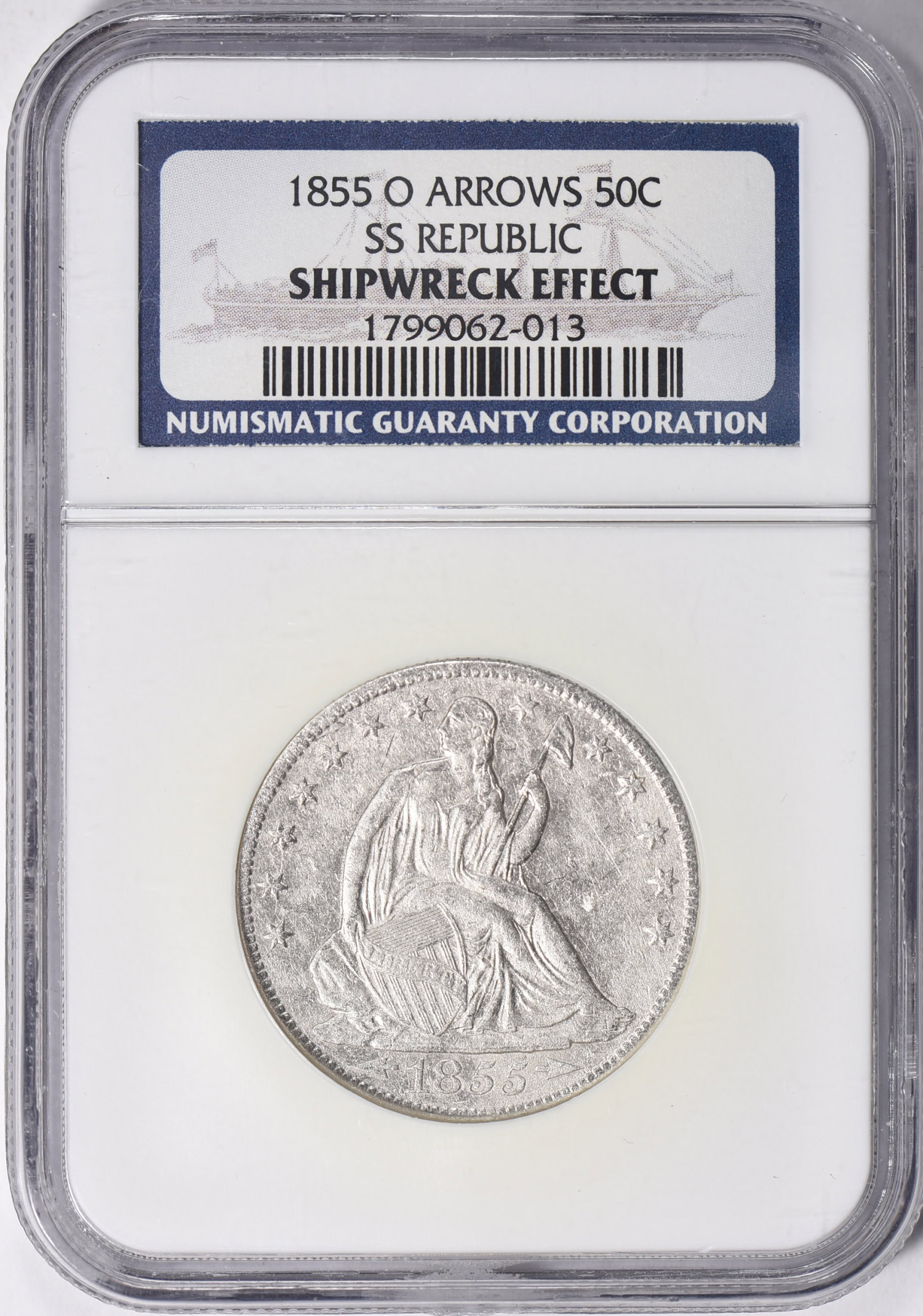 1855-O Seated Liberty Half Dollar Arrows Shipwreck S.S. Republic NGC Certified (Item 1375579 ...