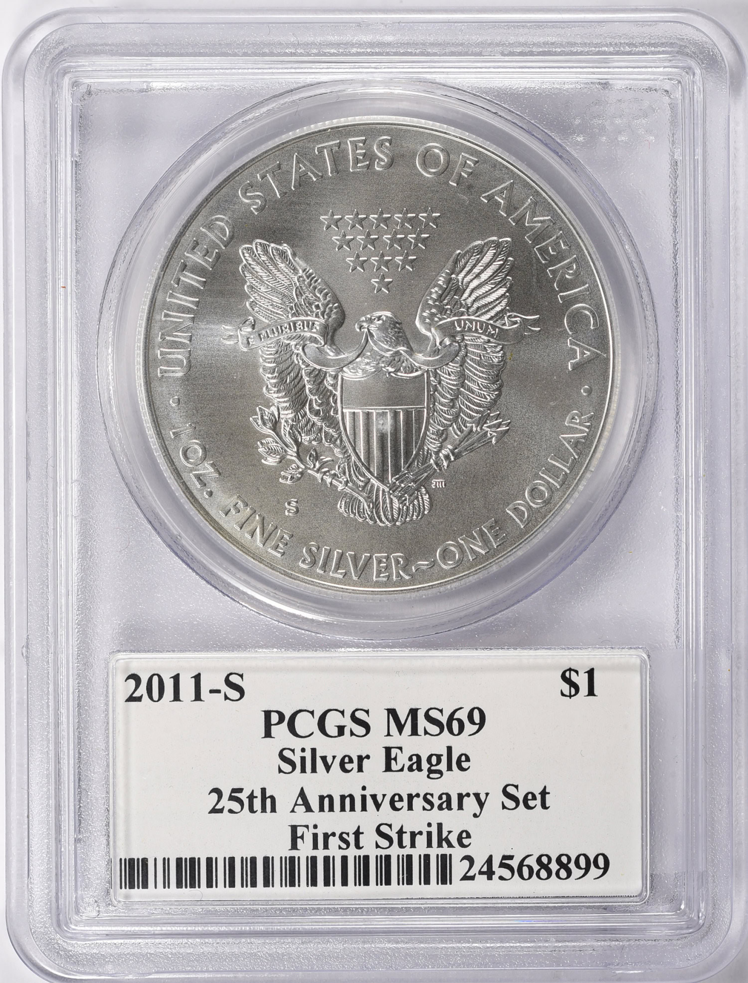 2011-S $1 Silver Eagle 25th Anniversary First Strike PCGS MS-69 ...