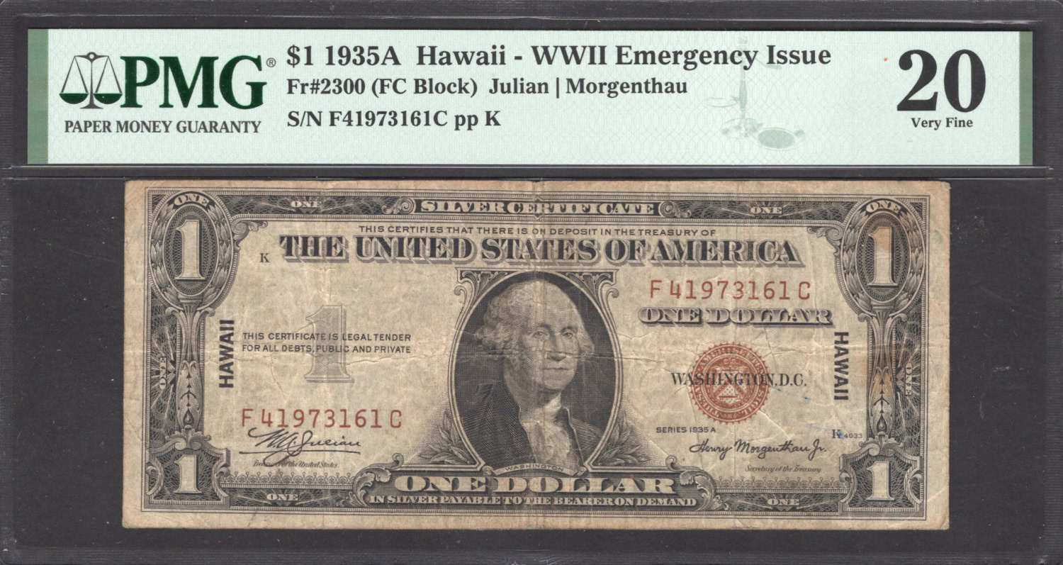 Fr. 2300 (FC Block) 1935A $1 Hawaii WWII Emergency Issue Note Julian ...