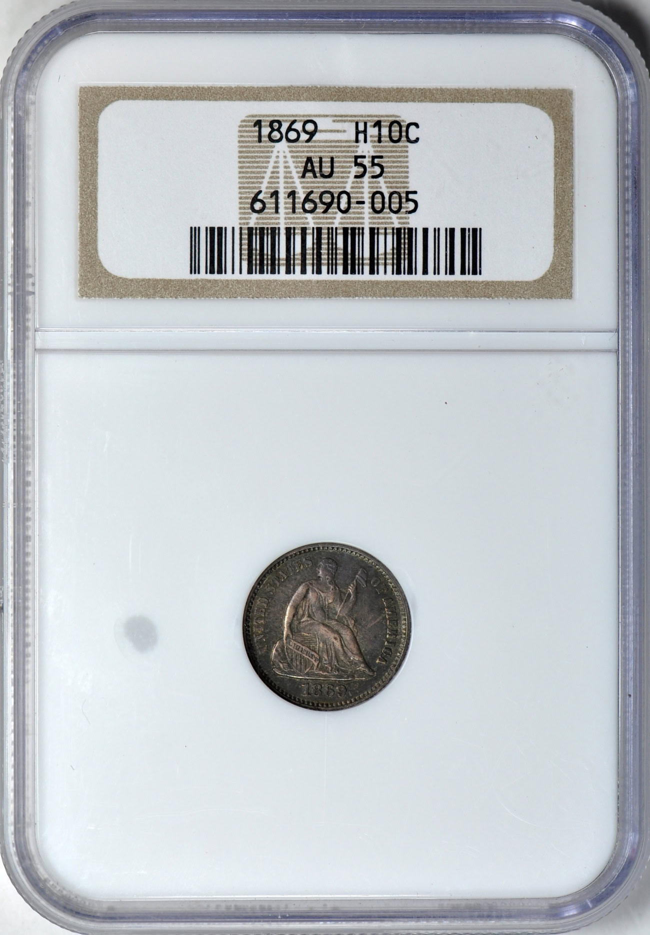 1869 Seated Liberty Half Dime NGC AU-55 (Item 138005 ...
