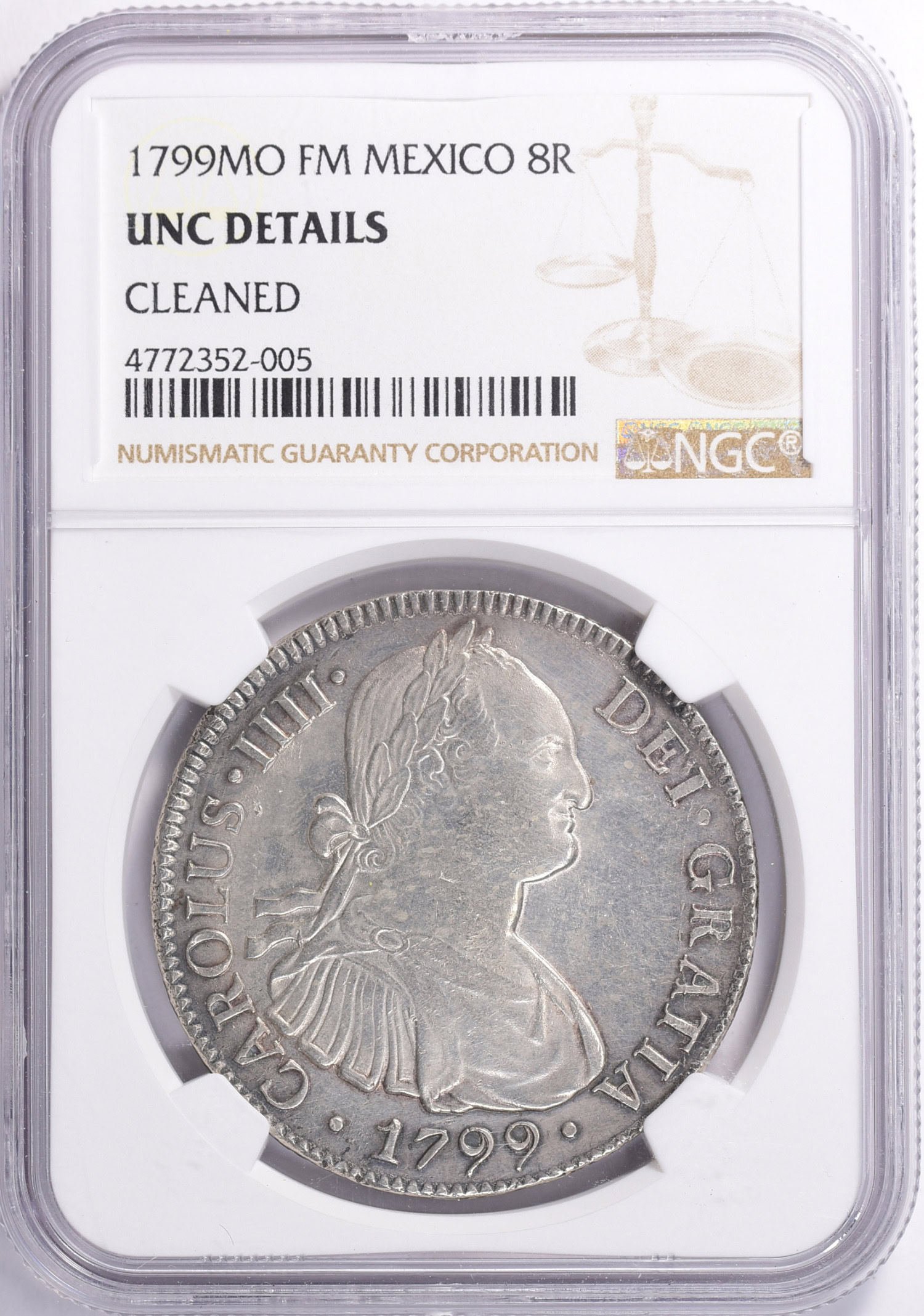 Mexico 1799-Mo FM Silver 8 Reales KM-109 NGC Unc Details (Item 1380372) | GreatCollections Coin ...