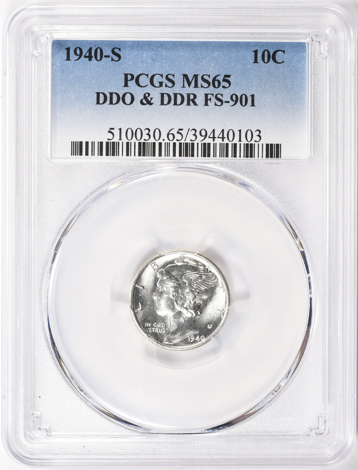 1940-S Mercury Dime DDO & DDR FS-901 PCGS MS-65 (Item 1380569) | GreatCollections Coin Auctions