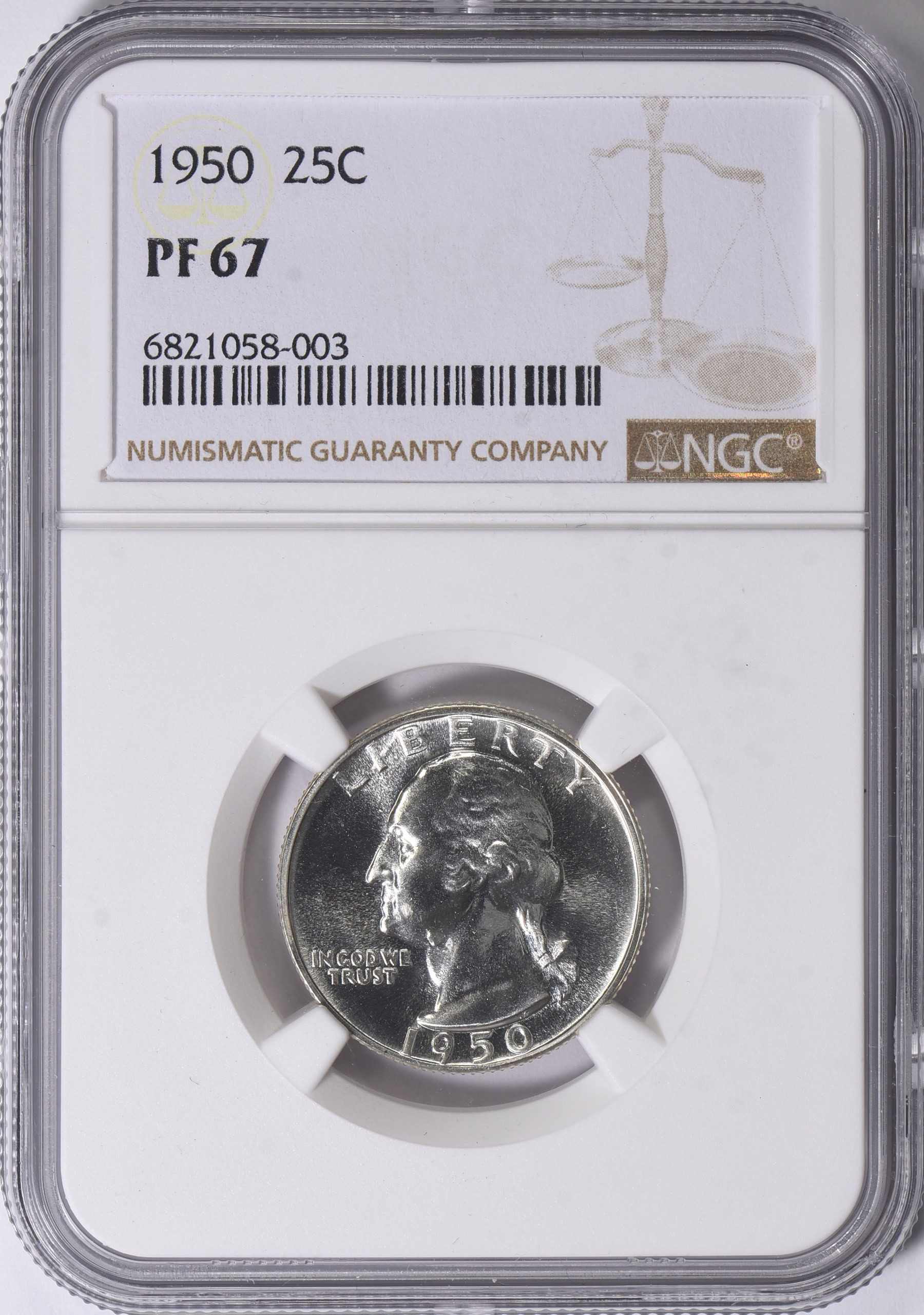 1950 Washington Quarter NGC Proof-67 (Item 1381338) | GreatCollections ...