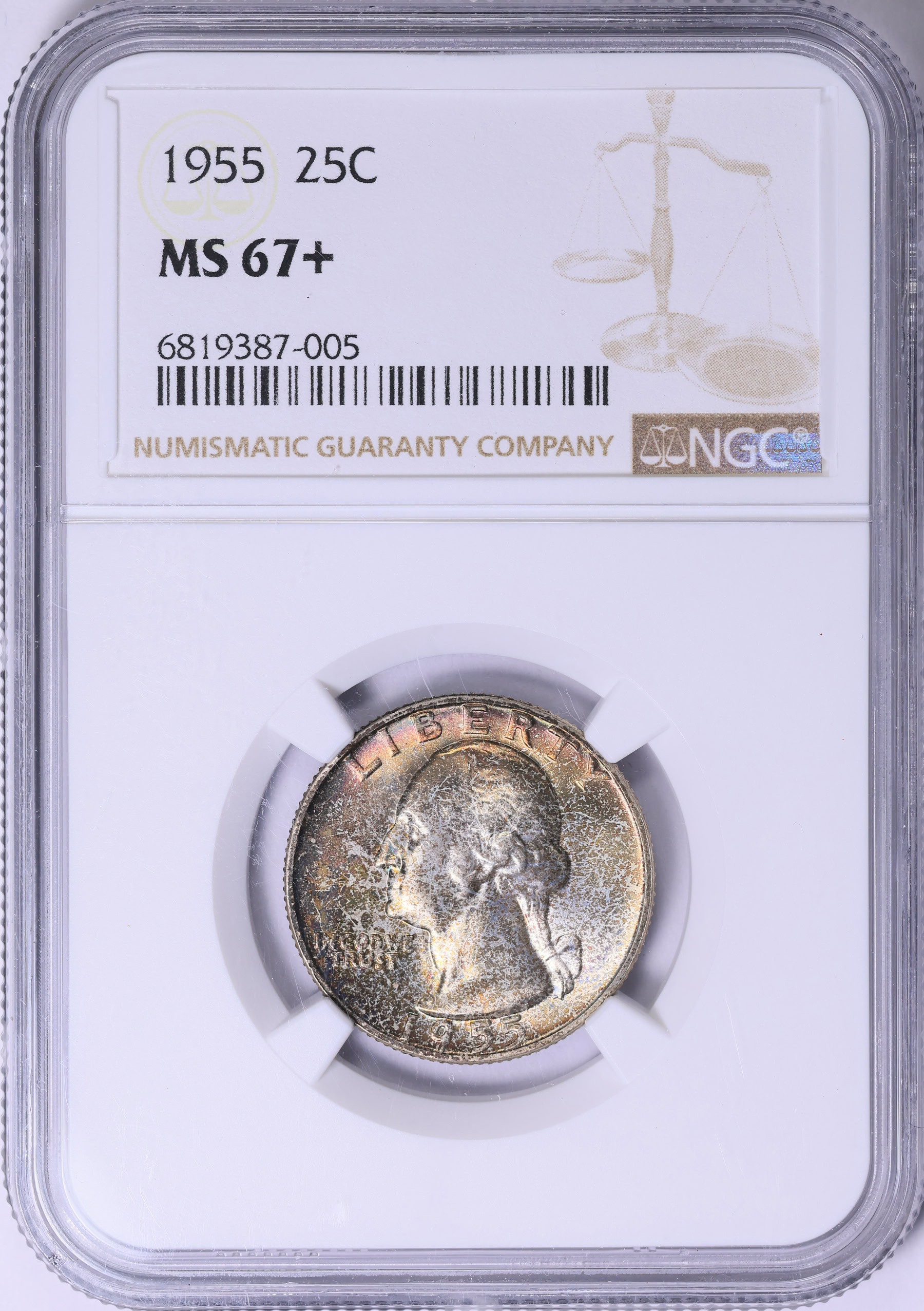 1955 Washington Quarter NGC MS-67+ (Toned) (Item 1381441) | GreatCollections Coin Auctions