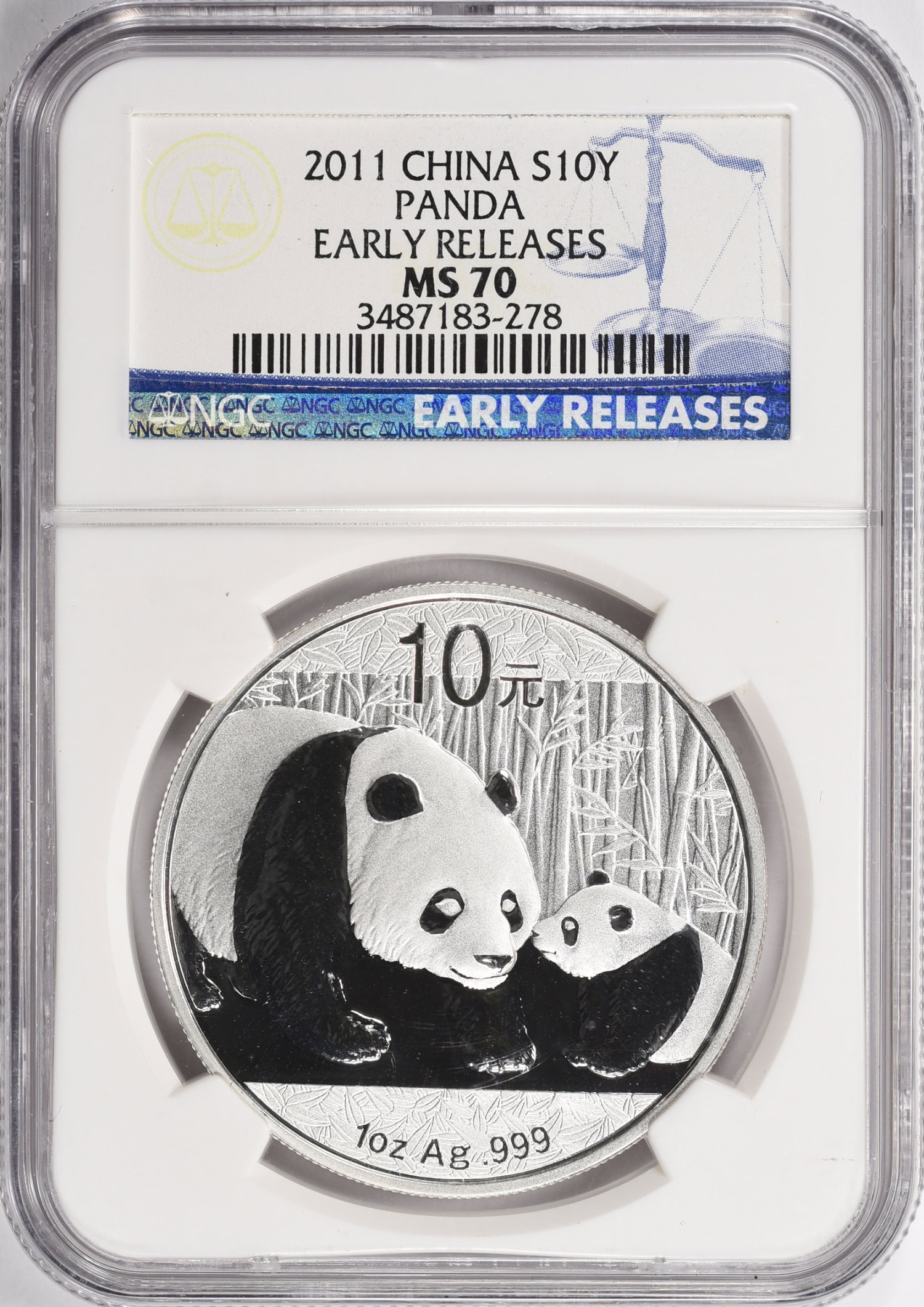 China 2011 Silver 10 Yuan Panda PAN-543A Early Releases NGC MS-70 (Item ...