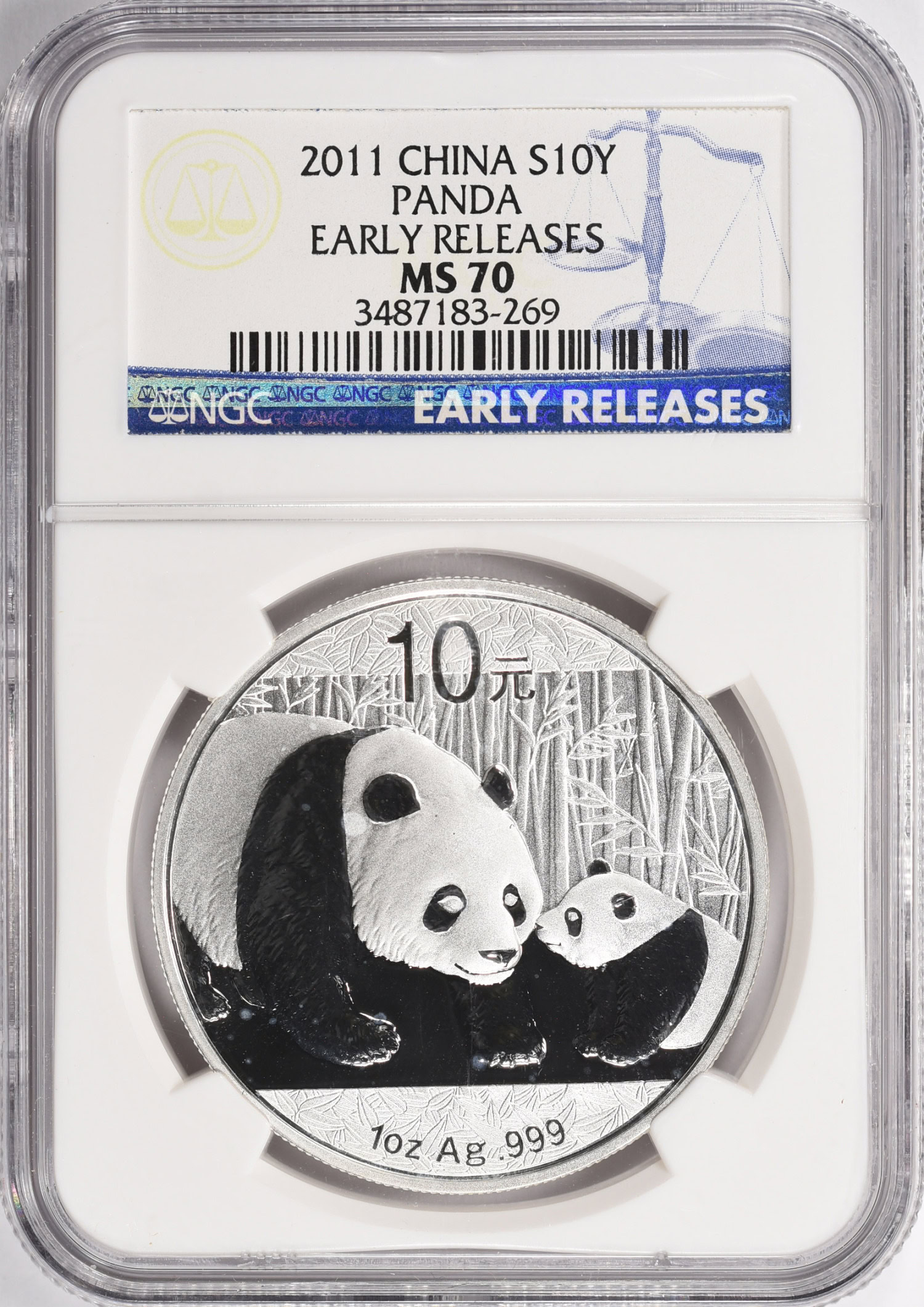 China 2011 Silver 10 Yuan Panda PAN-543A Early Releases NGC MS-70 (Item ...