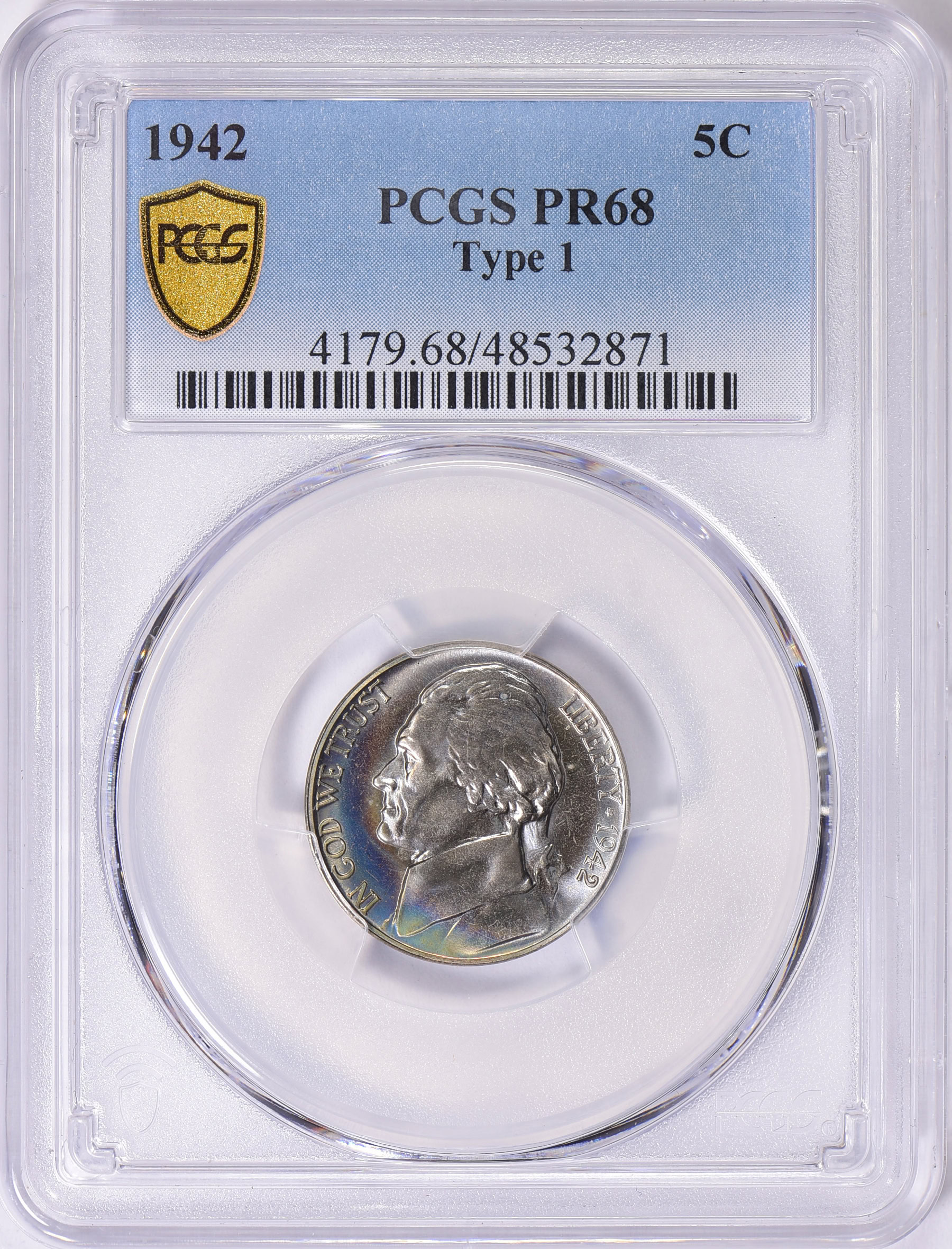 1942 Jefferson Nickel Type 1 PCGS Proof-68 (Toned) (Item 1386054 ...