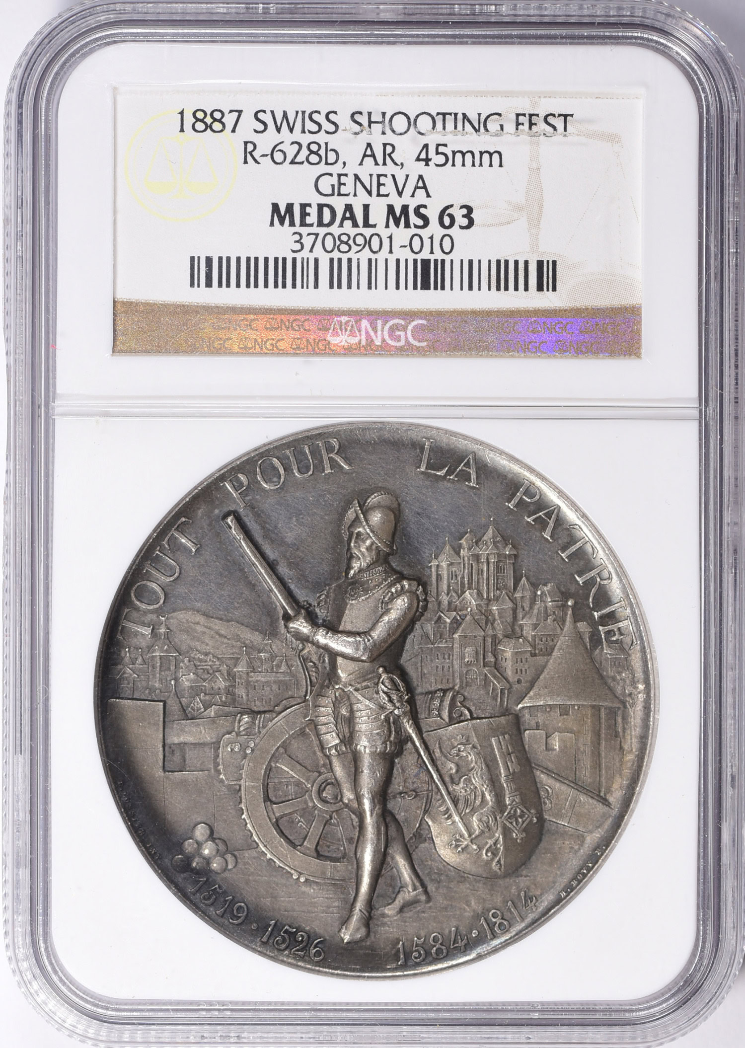 Switzerland 1887 Silver 45mm Geneva Shooting Festival Medal R-628b NGC MS-63 (Item 1388521 ...