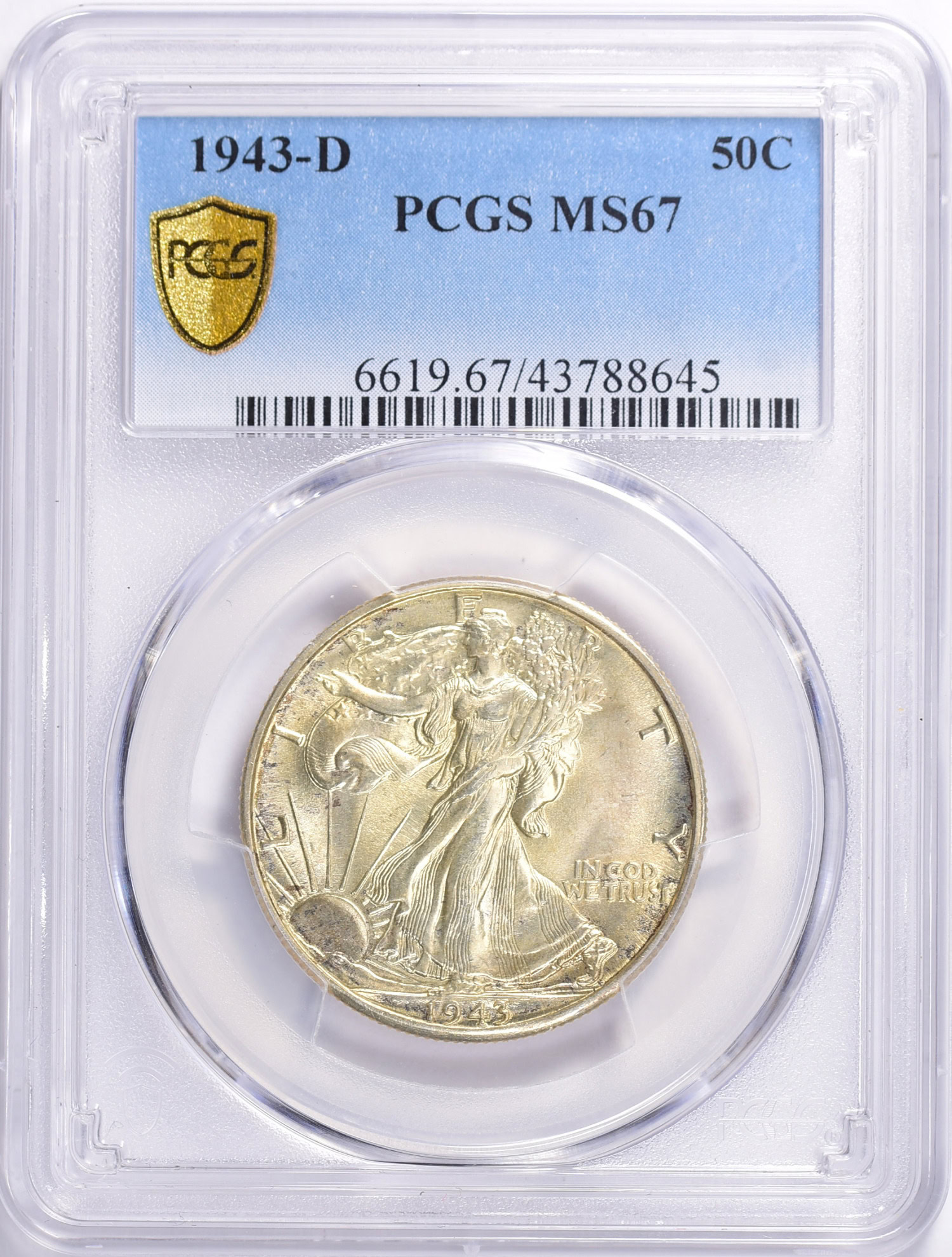 1943-D Walking Liberty Half Dollar PCGS MS-67 (Item 1389726) | GreatCollections Coin Auctions